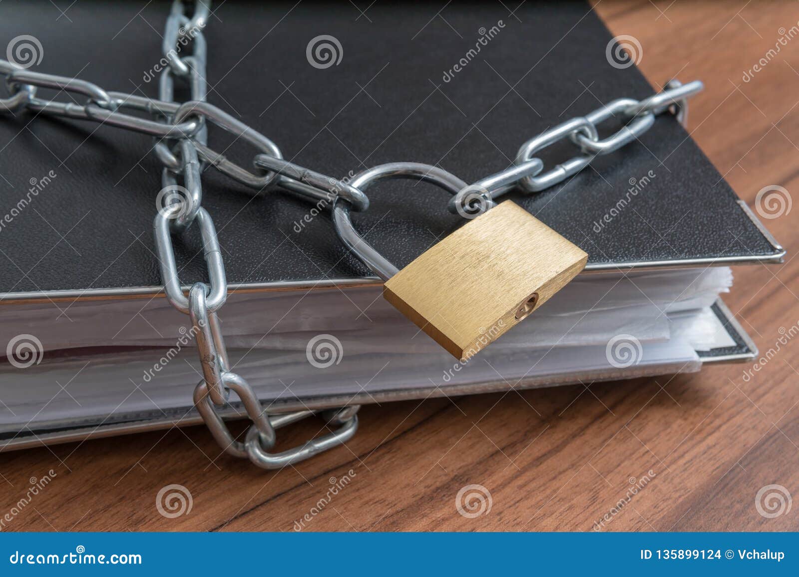 Confidential Files and Documents in Binder Locked with Padlock and ...