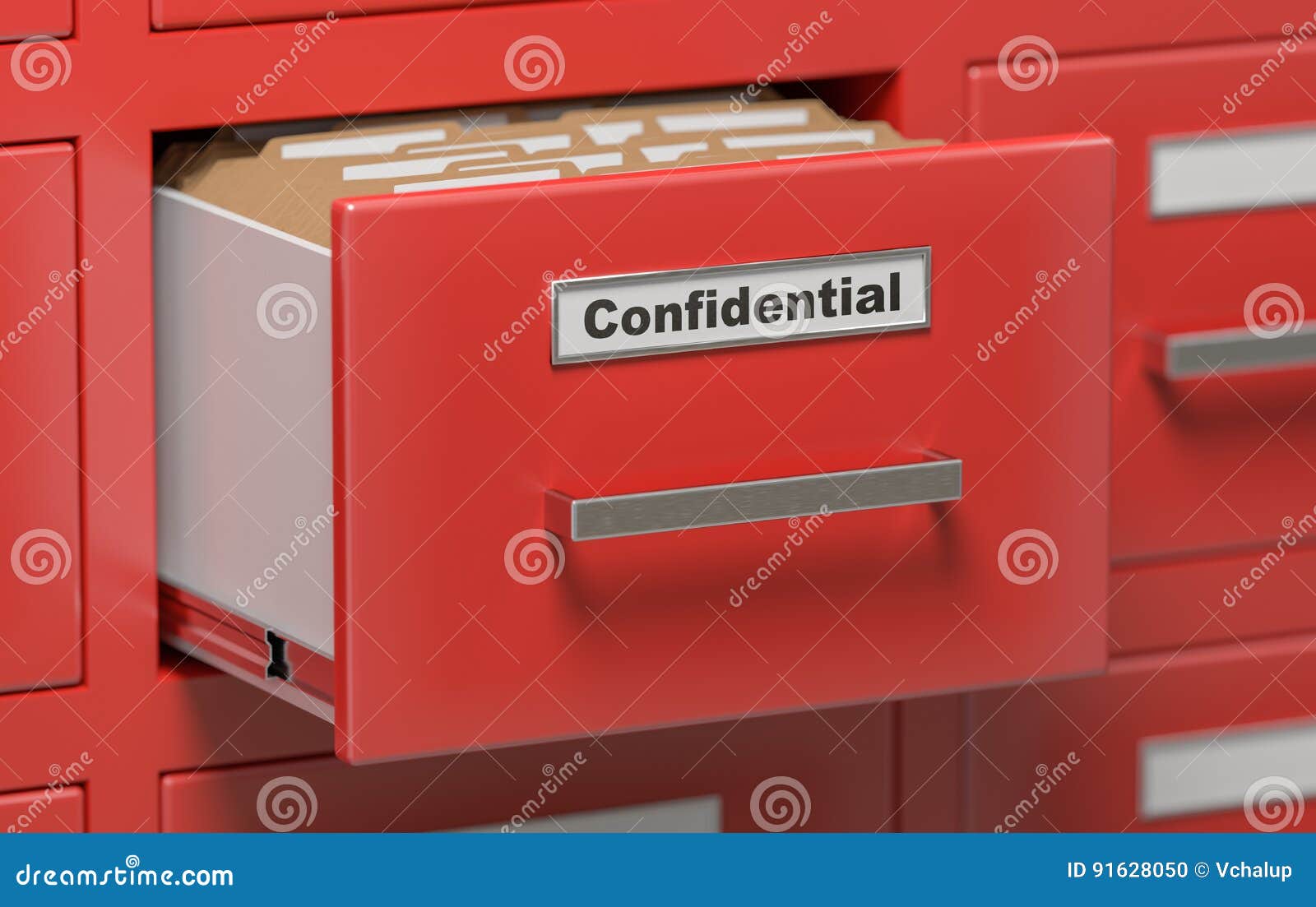 Confidential Files and Folders in Cabinet in Office. 3D Rendered ...
