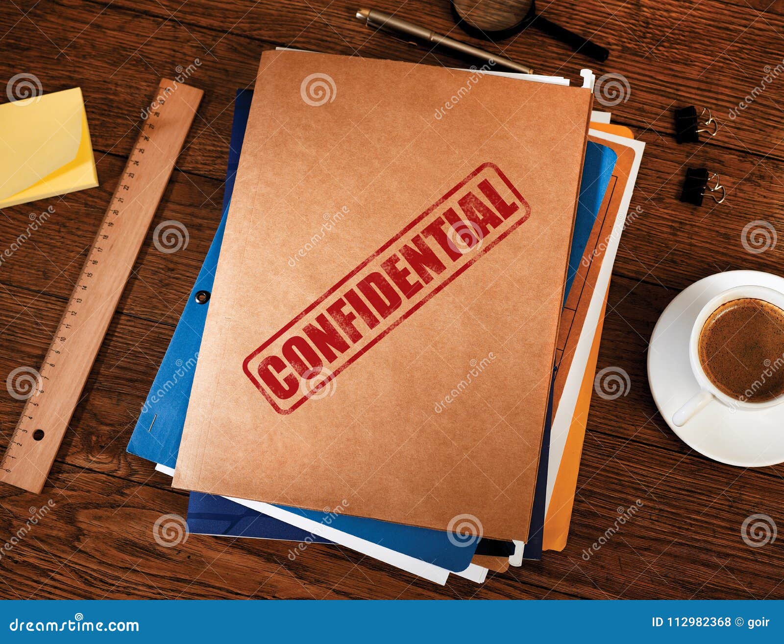 Confidential Folders from Above Stock Photo - Image of laptop, crop ...