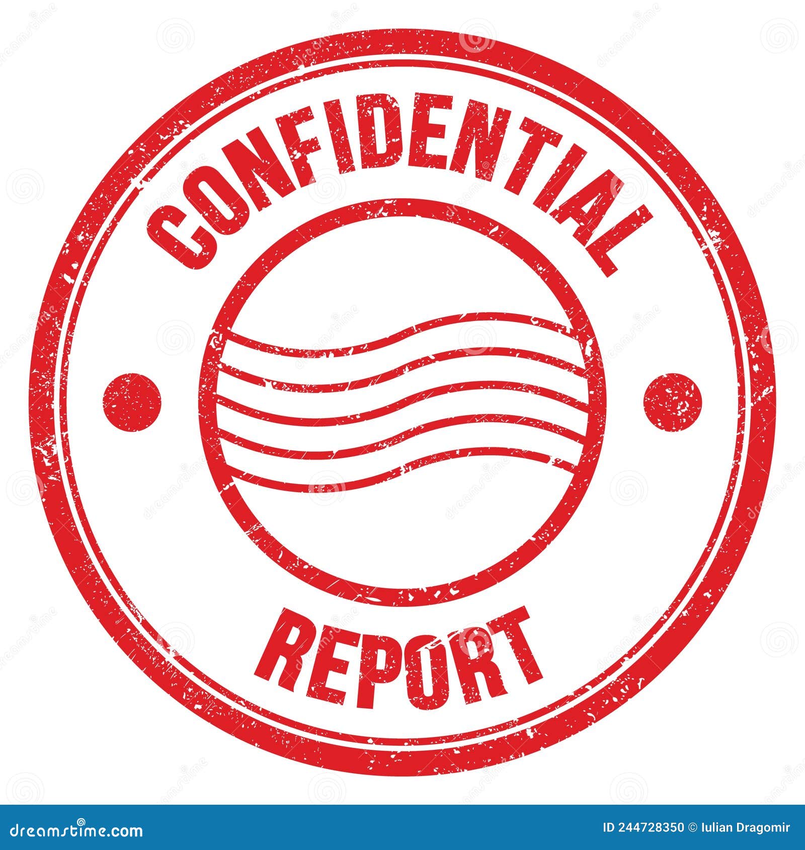 CONFIDENTIAL REPORT Text on Red Round Postal Stamp Sign Stock ...