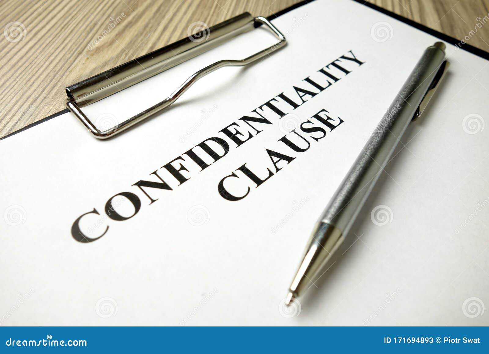 Confidentiality Clause with Pen on Desk Stock Image - Image of security ...