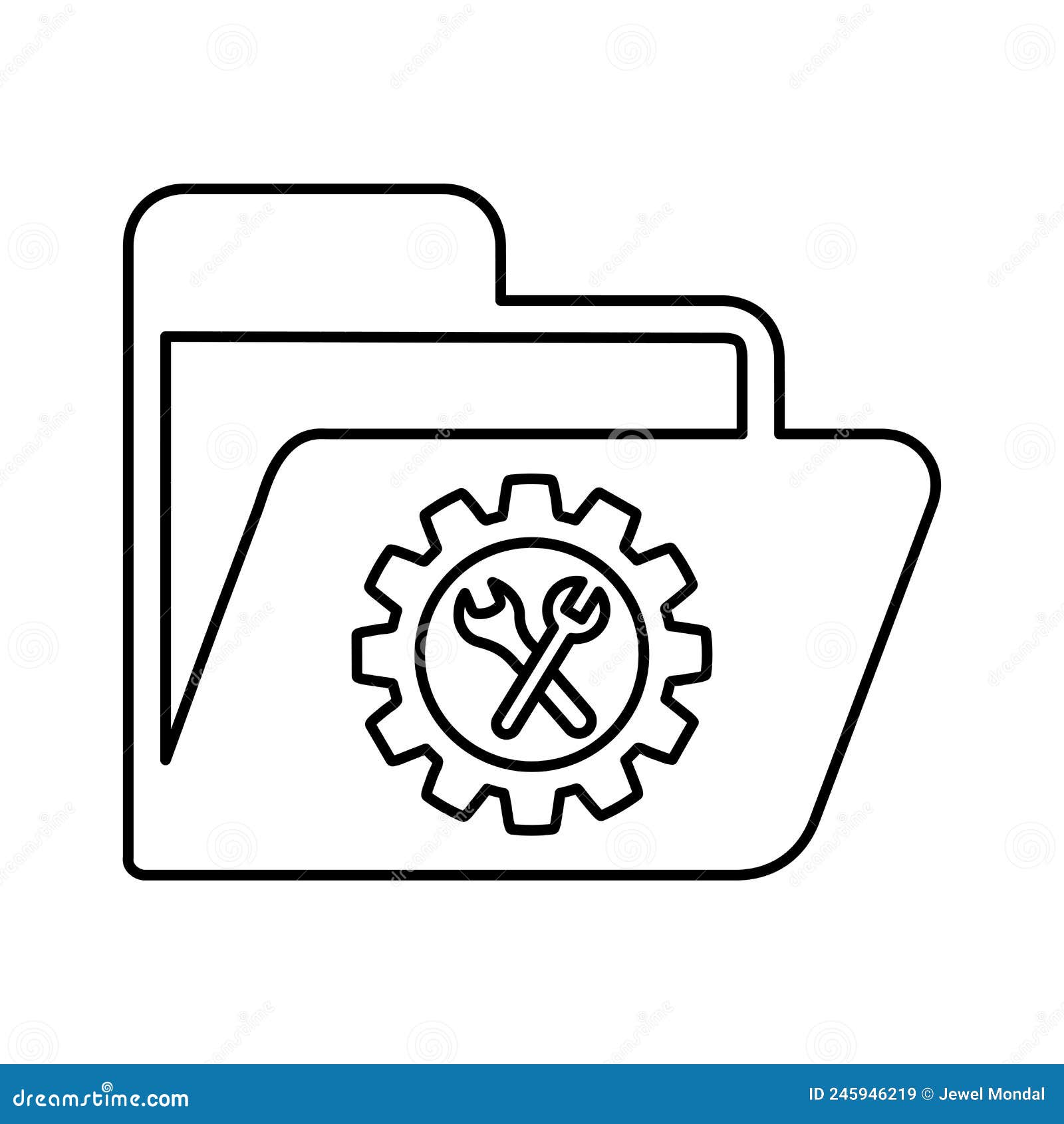 Configuration, Folder, Settings Outline Icon. Line Art Sketch Stock ...