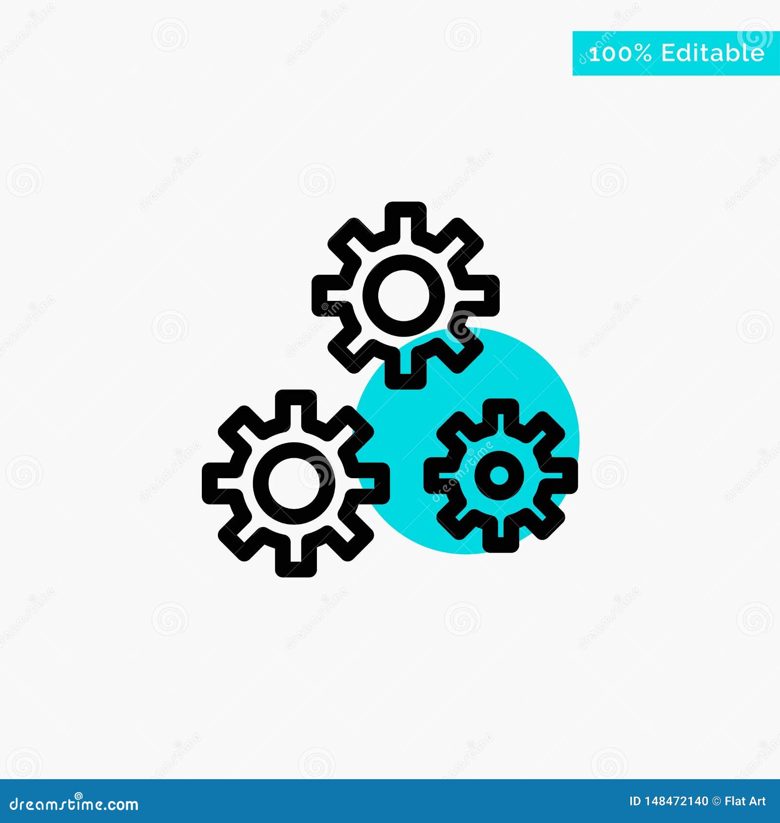 Configuration, Gears, Preferences, Service Turquoise Highlight Circle ...