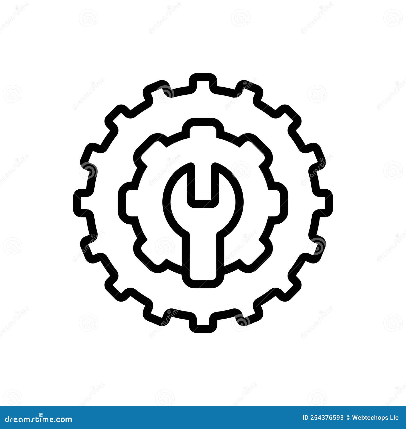 Black Line Icon for Configure, Cogwheel and Maintenance Stock ...
