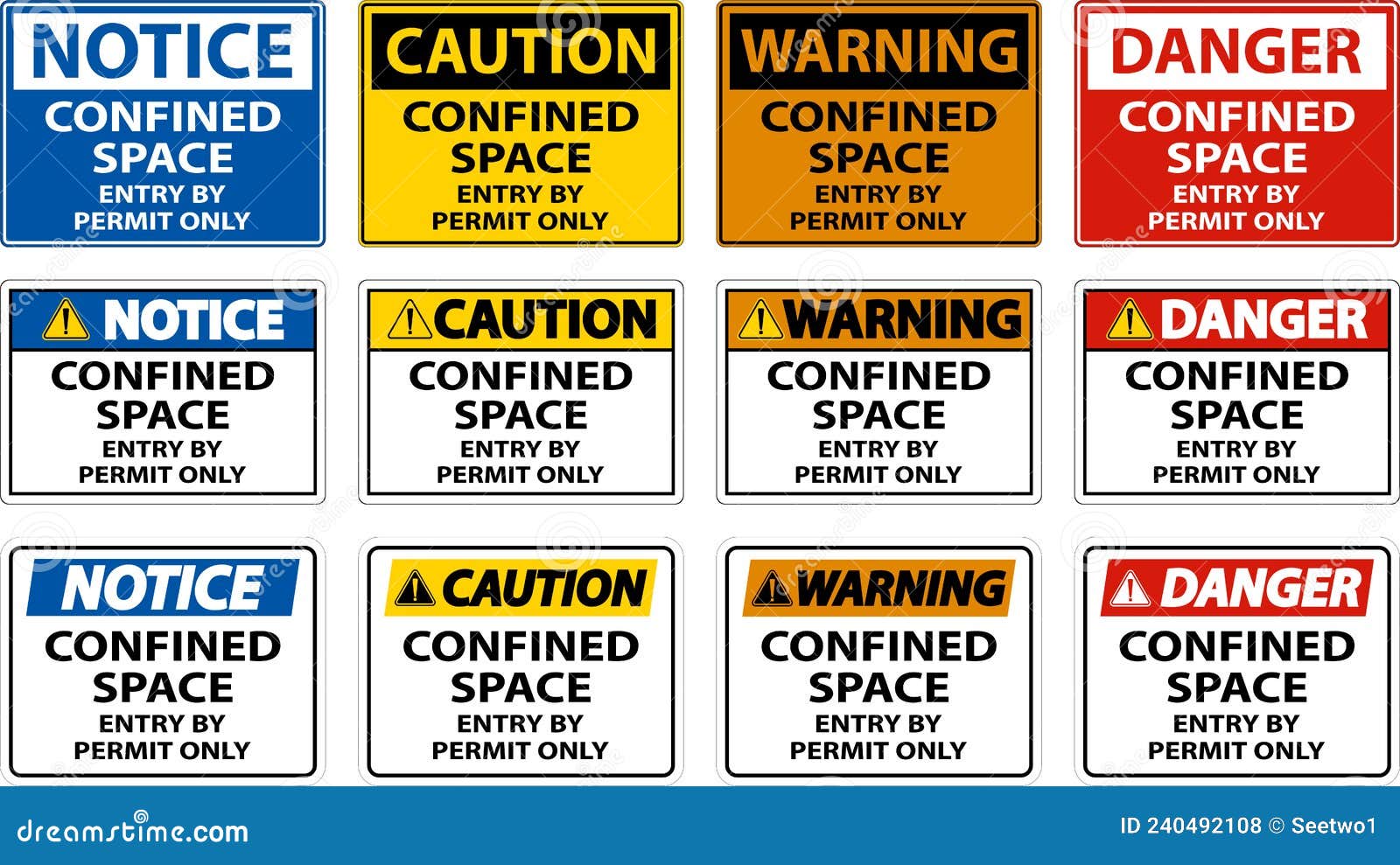 Confined Space Entry by Permit only Sign Stock Vector - Illustration of ...