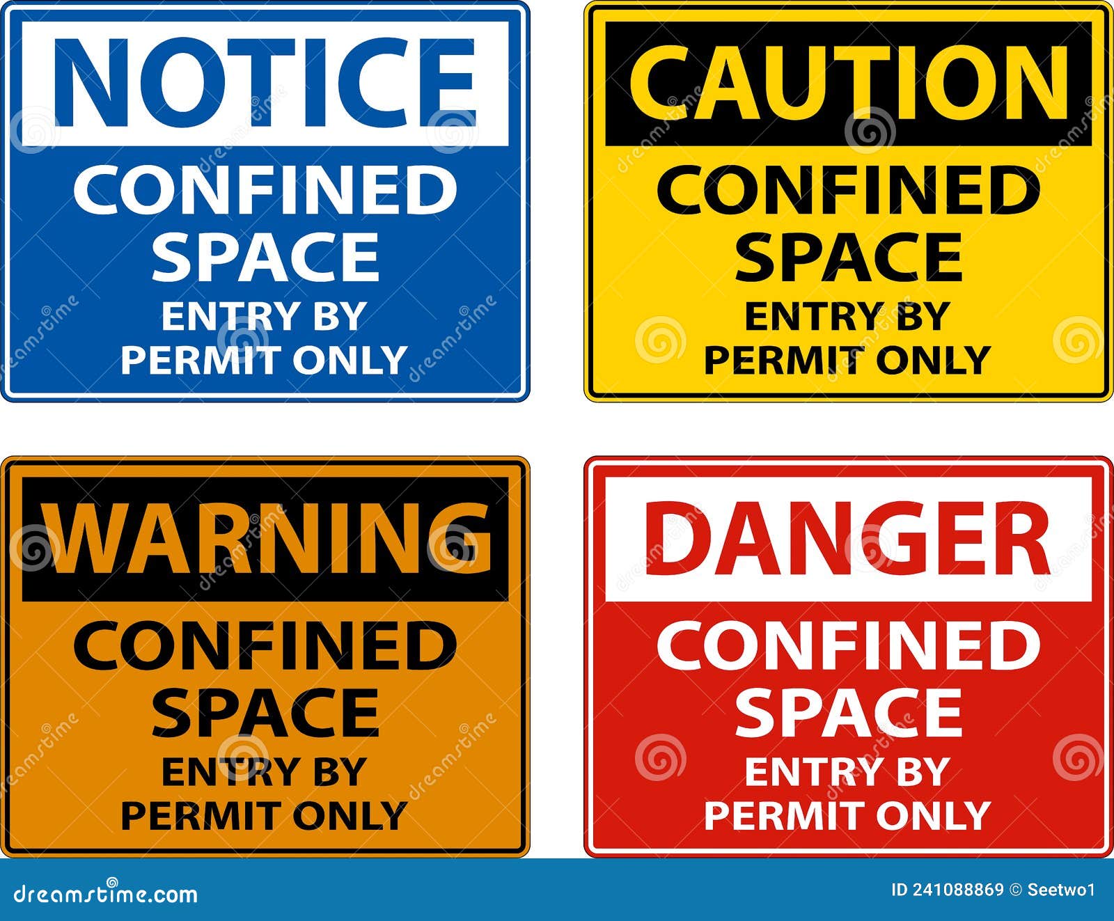 Confined Space Entry by Permit only Sign Stock Vector - Illustration of ...