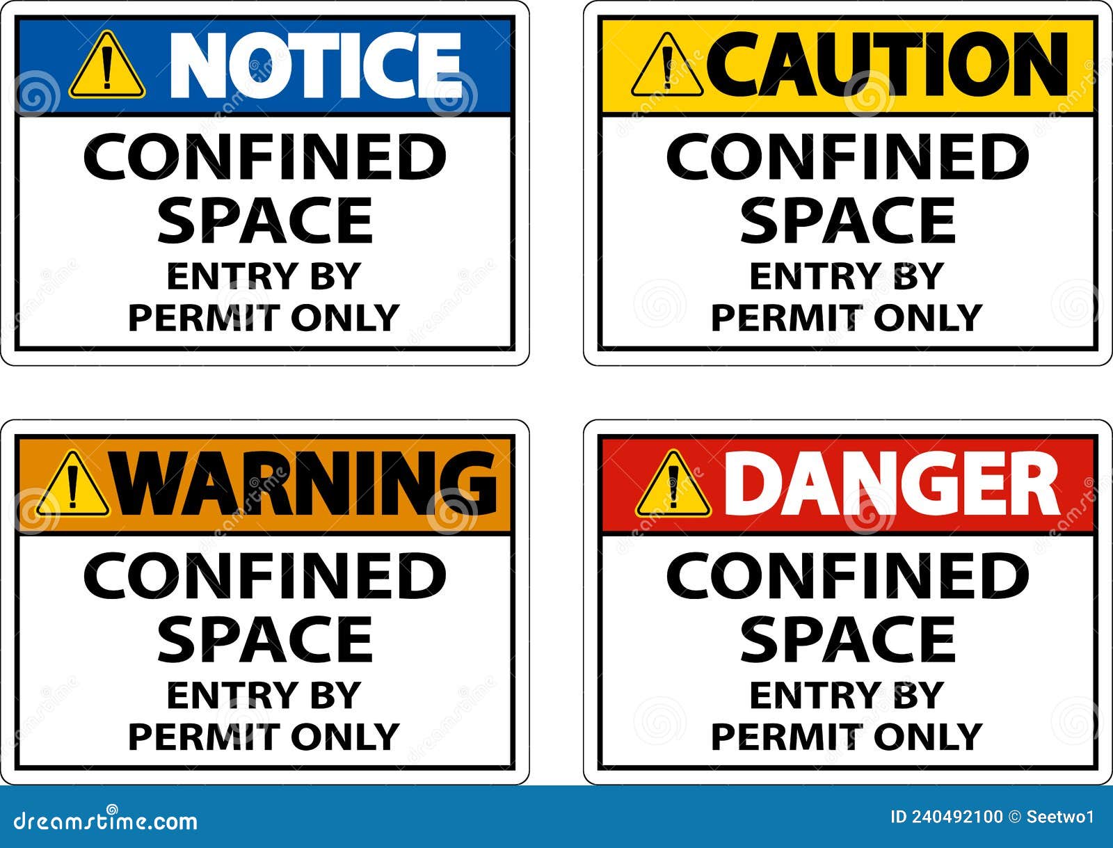 Confined Space Entry by Permit only Sign Stock Vector - Illustration of ...