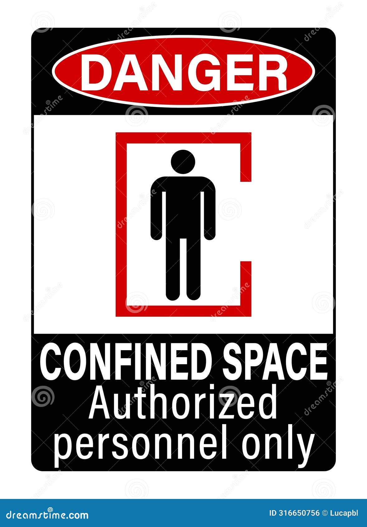 Danger, Confined Space, Authorized Personnel only. Prohibition Sign ...