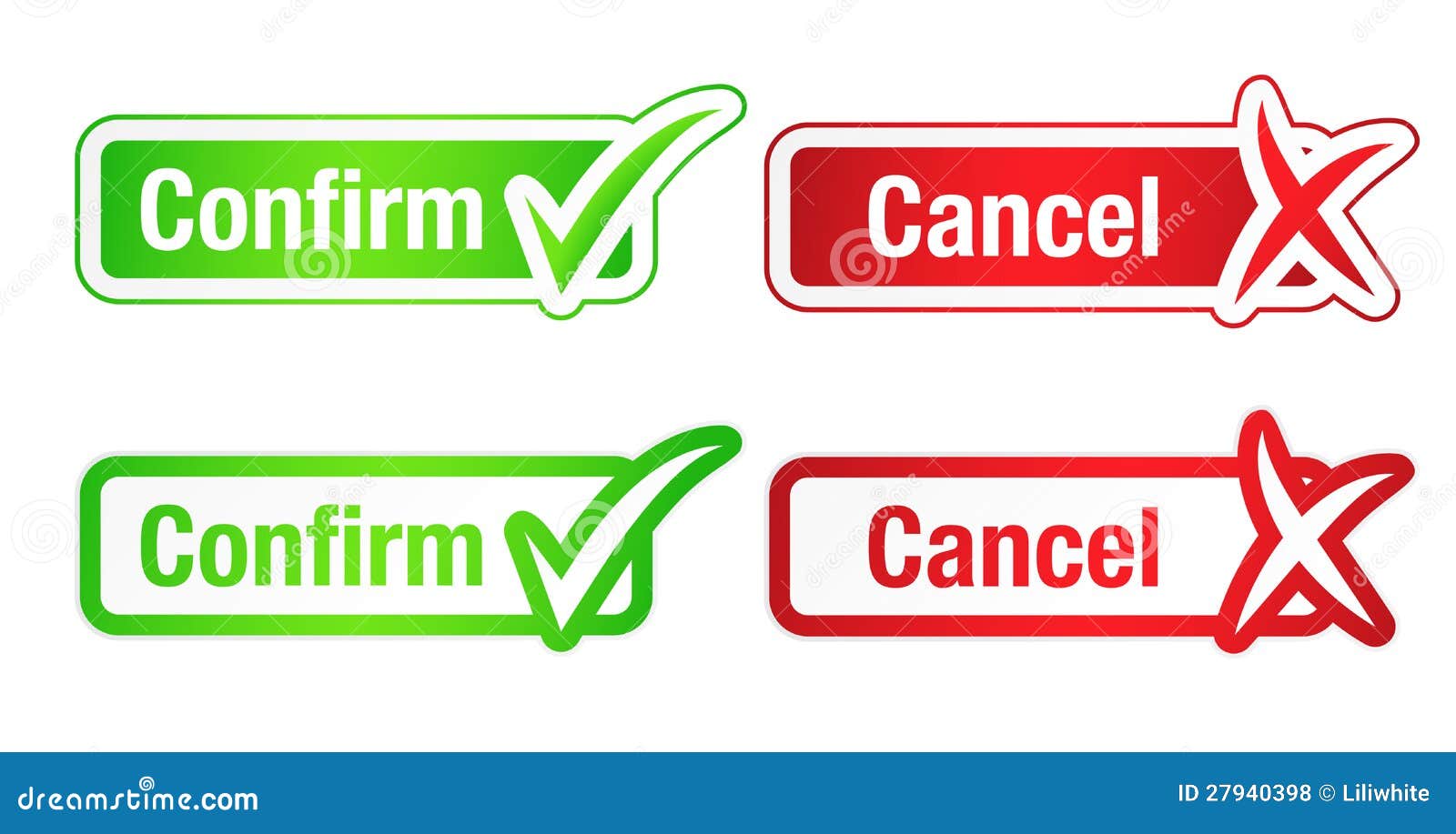 Confirm And Cancel Buttons With Checkmarks Stock Vector - Image: 27940398 Confirm And Cancel Buttons With Checkmarks Stock Vector - Image: 27940398