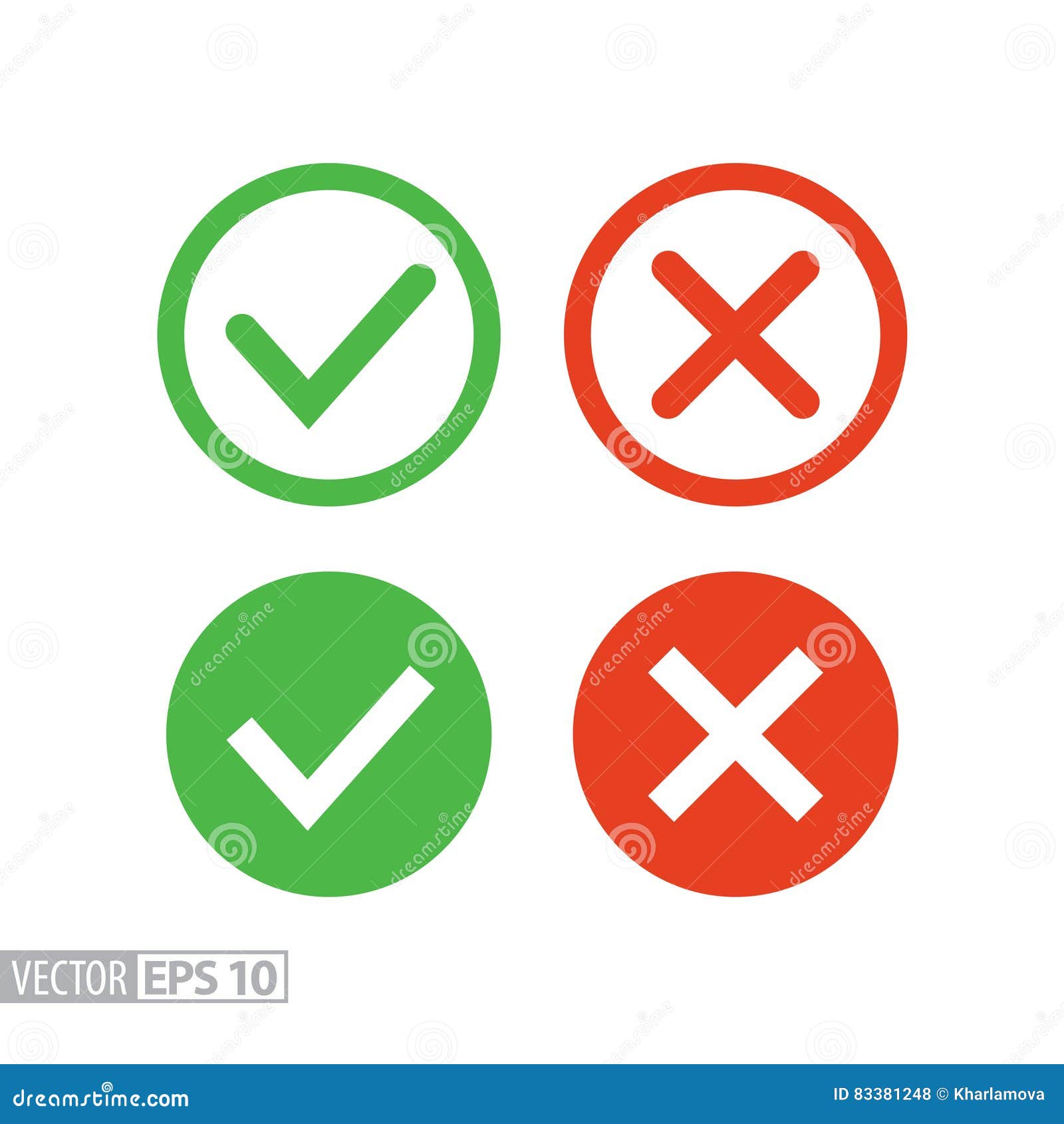 Confirm And Deny Flat Icon. Vector Logo For Web Design, Mobile And ...