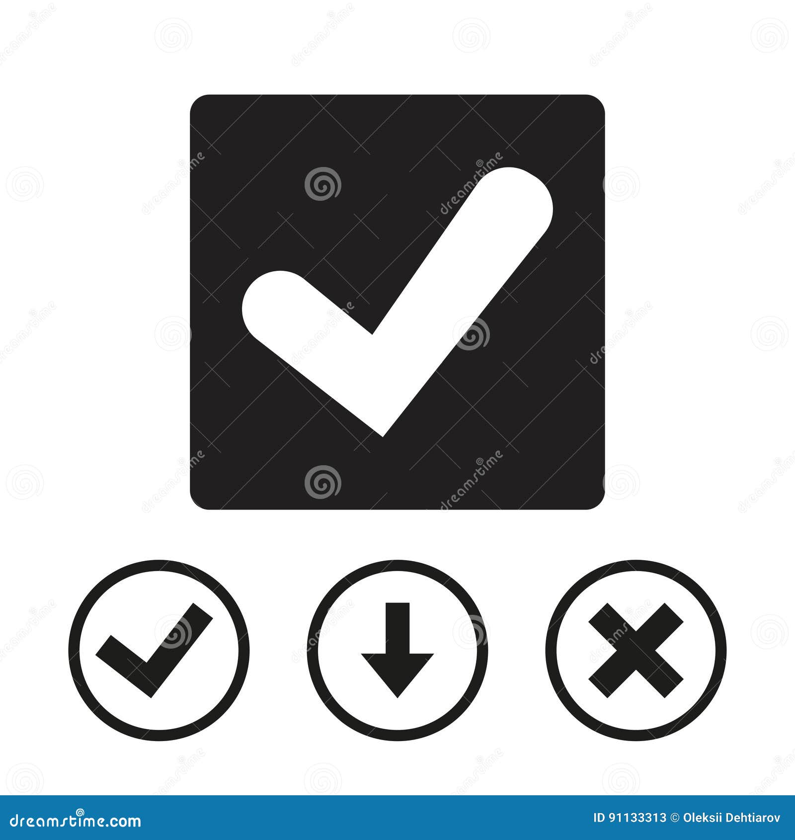 Confirm Icons; Vector Illustration. Flat Design Style Stock Vector ...