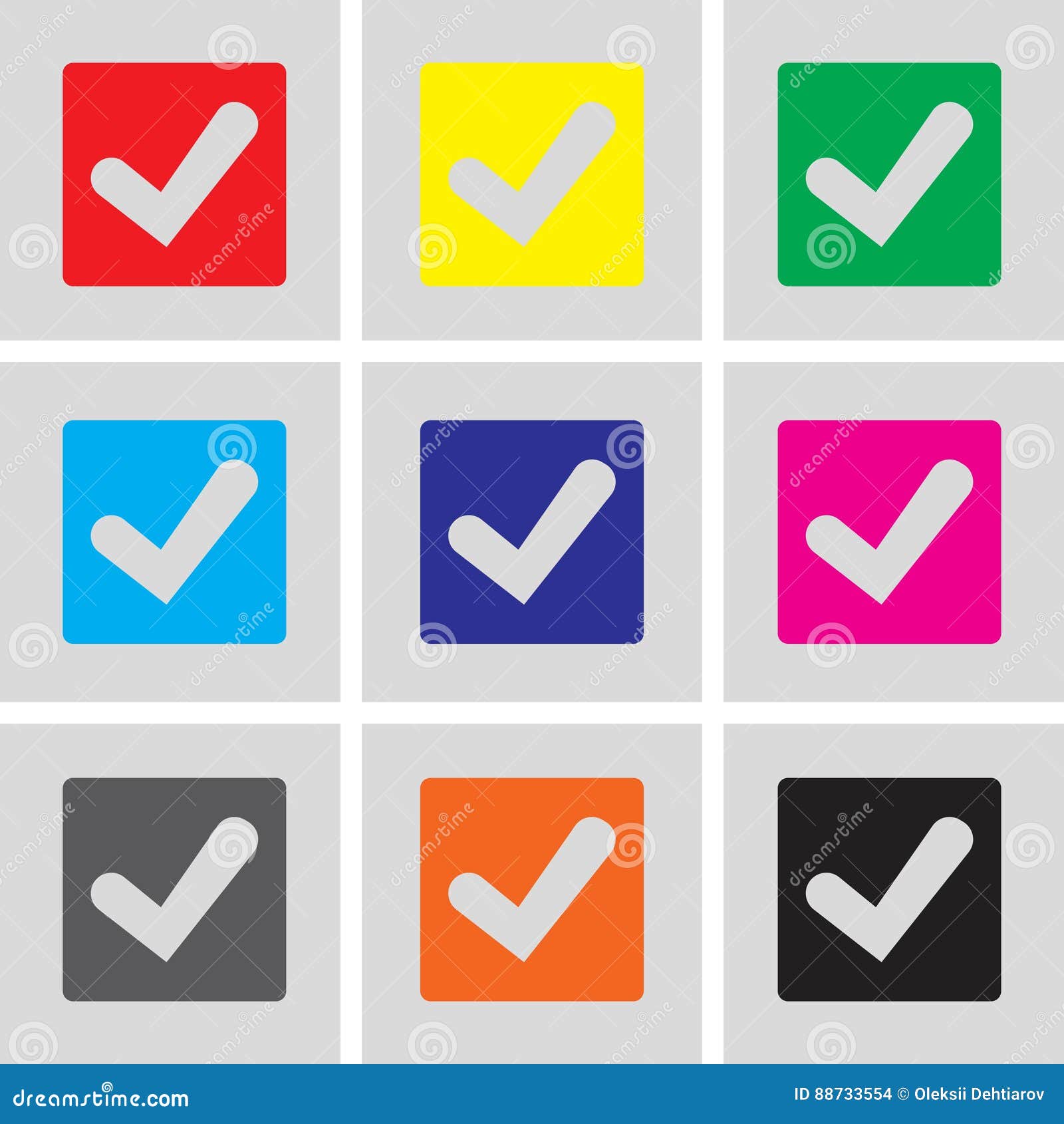 Confirm Icons; Vector Illustration. Flat Design Style Stock Vector ...