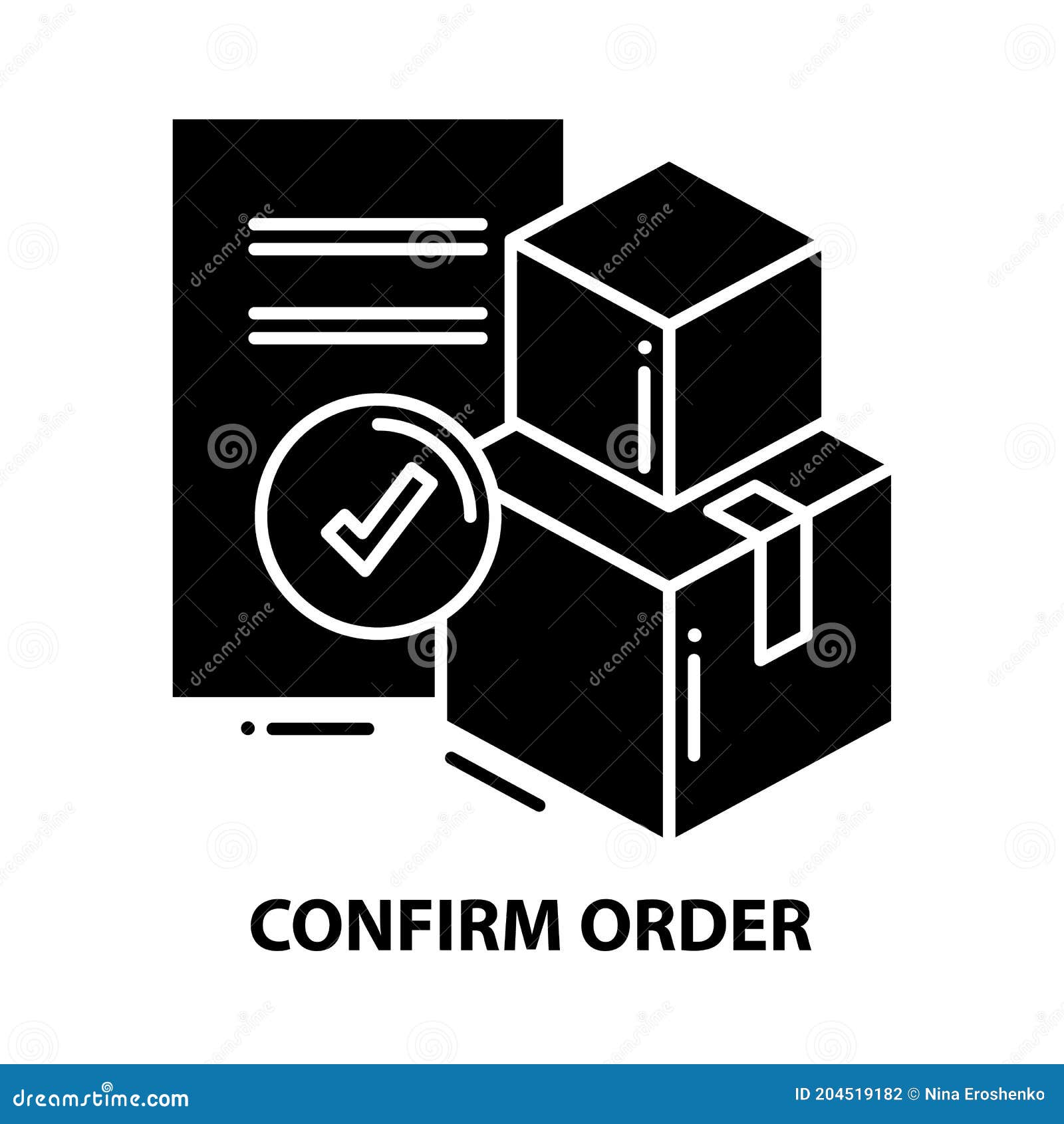 Confirm Order Icon, Black Vector Sign with Editable Strokes, Concept ...