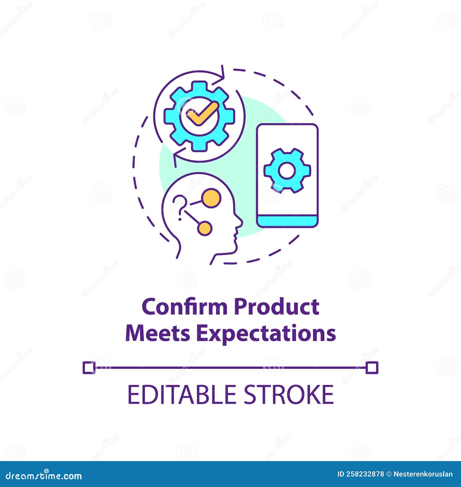 Confirm Product Meets Expectations Turquoise Concept Icon Cartoon ...