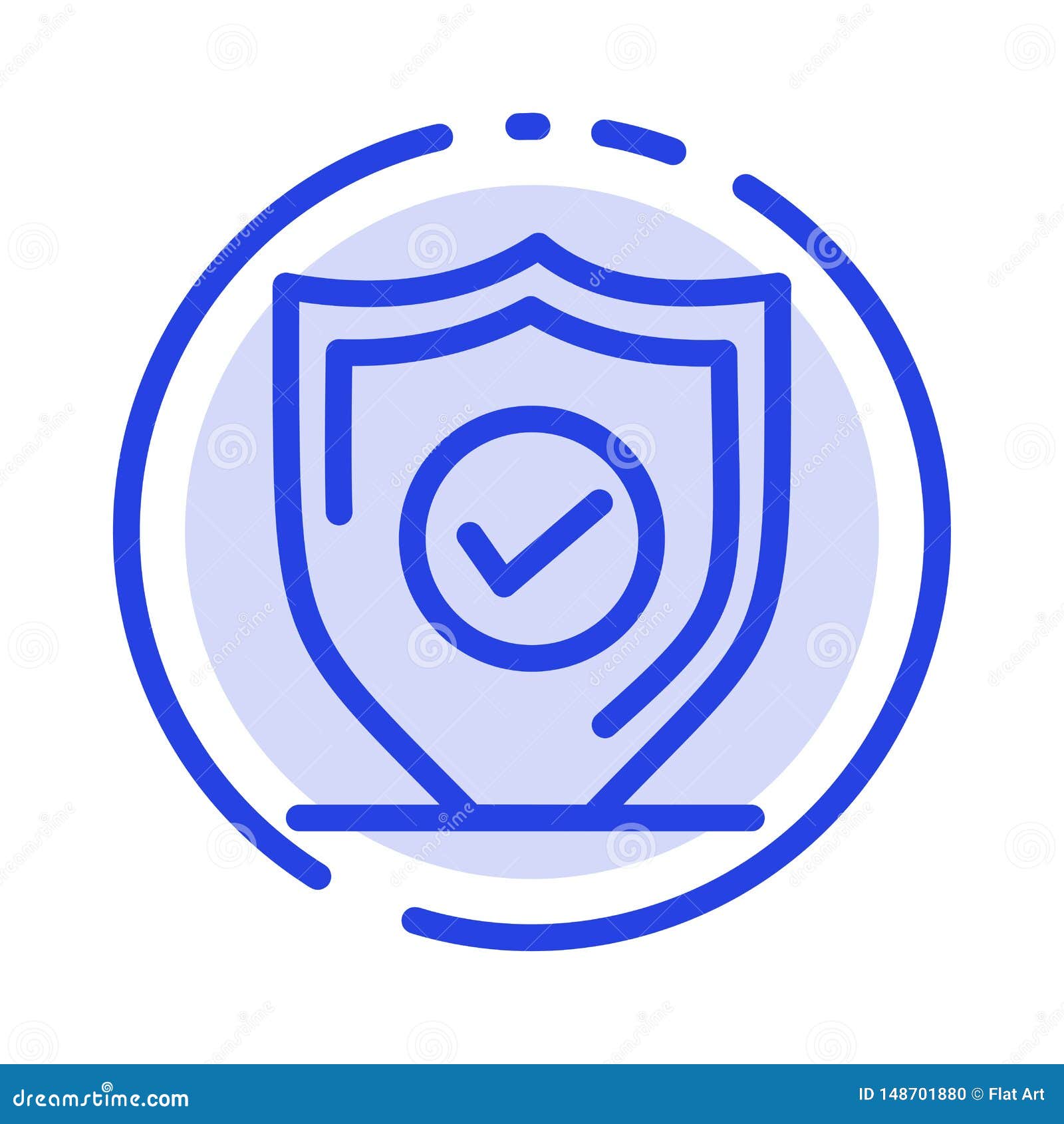 Confirm, Protection, Security, Secure Blue Dotted Line Line Icon Stock ...