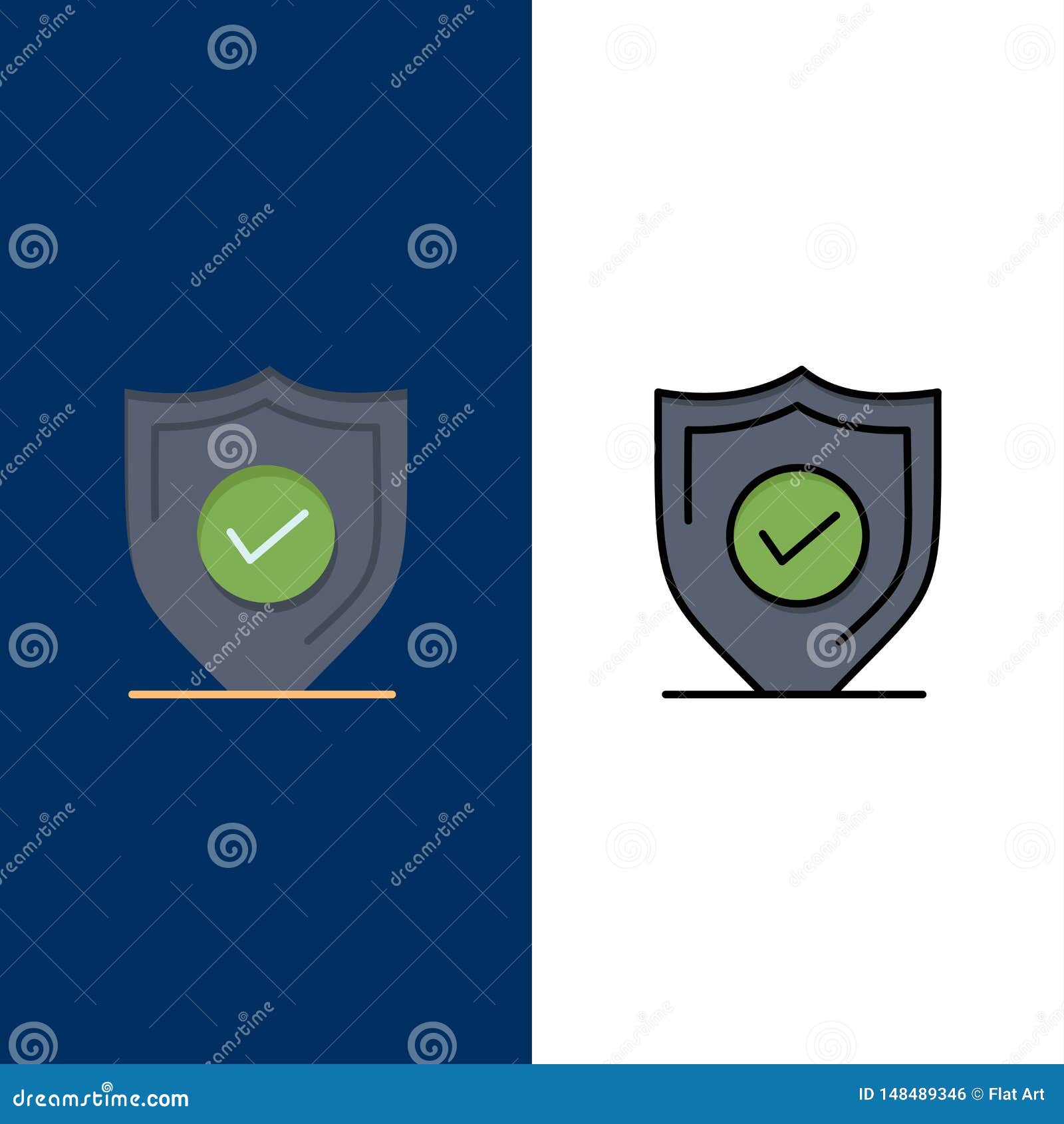 Confirm, Protection, Security, Secure Icons. Flat and Line Filled Icon ...