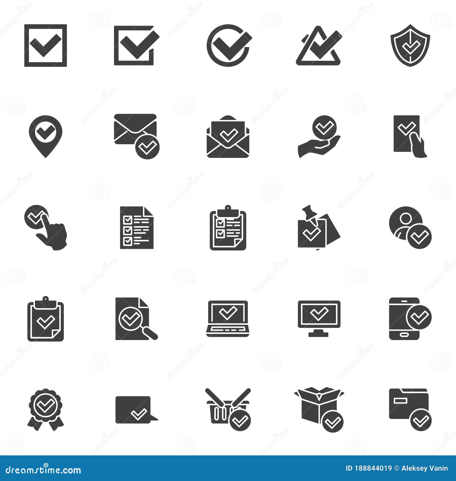 Confirmation, Approval Vector Icons Set Stock Vector - Illustration of ...