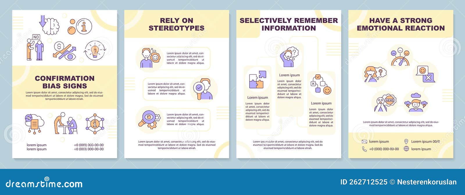 Confirmation Bias Reasons Brochure Template Cartoon Vector ... Confirmation Bias Reasons Brochure Template Cartoon Vector ...