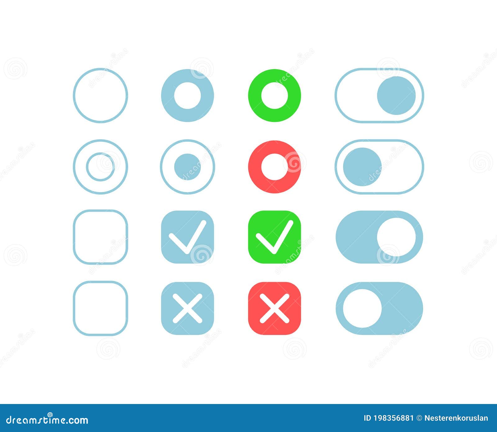 Confirmation Buttons UI Elements Kit Stock Vector - Illustration of ...