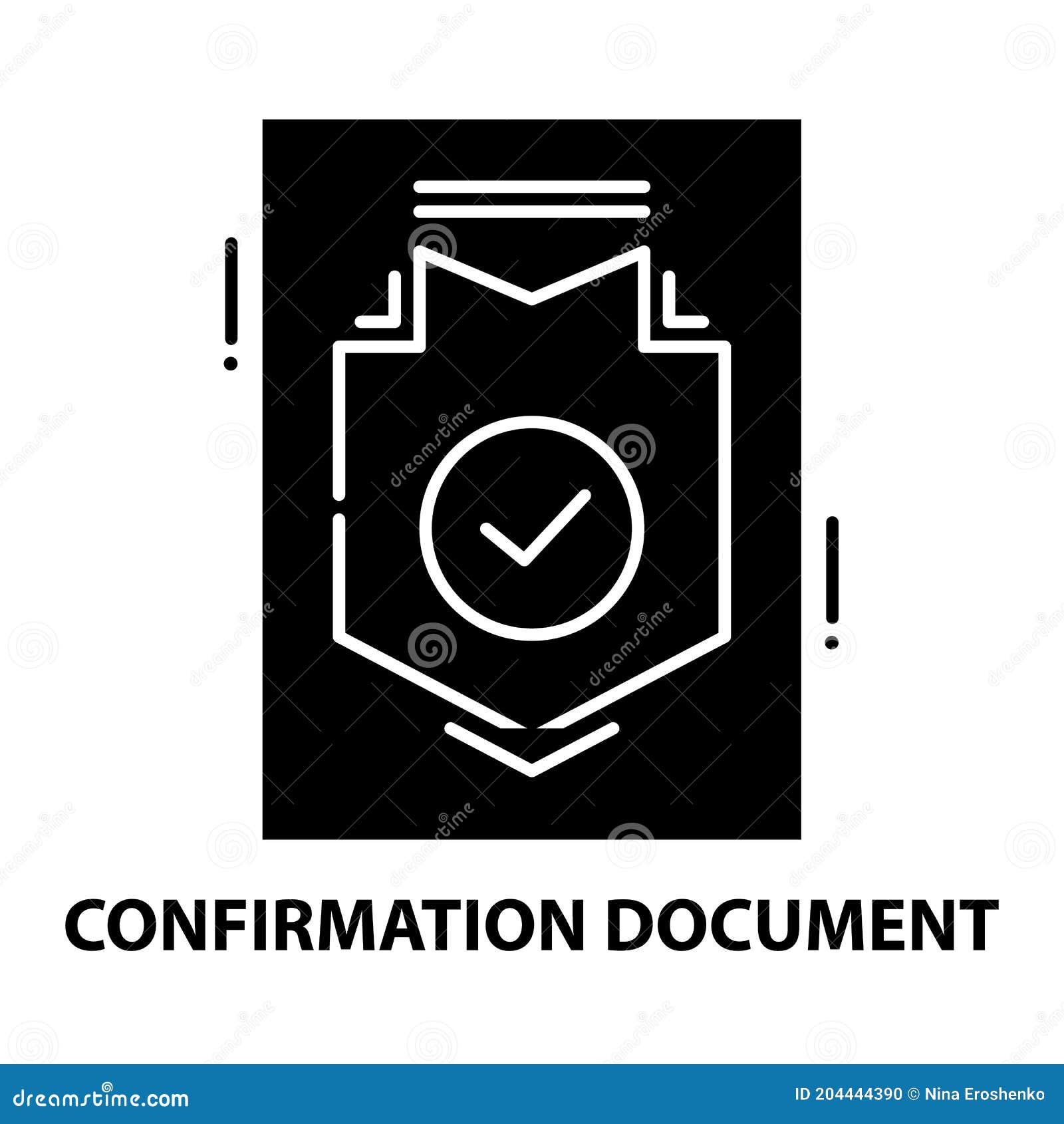 Confirmation Document Icon, Black Vector Sign with Editable Strokes ...