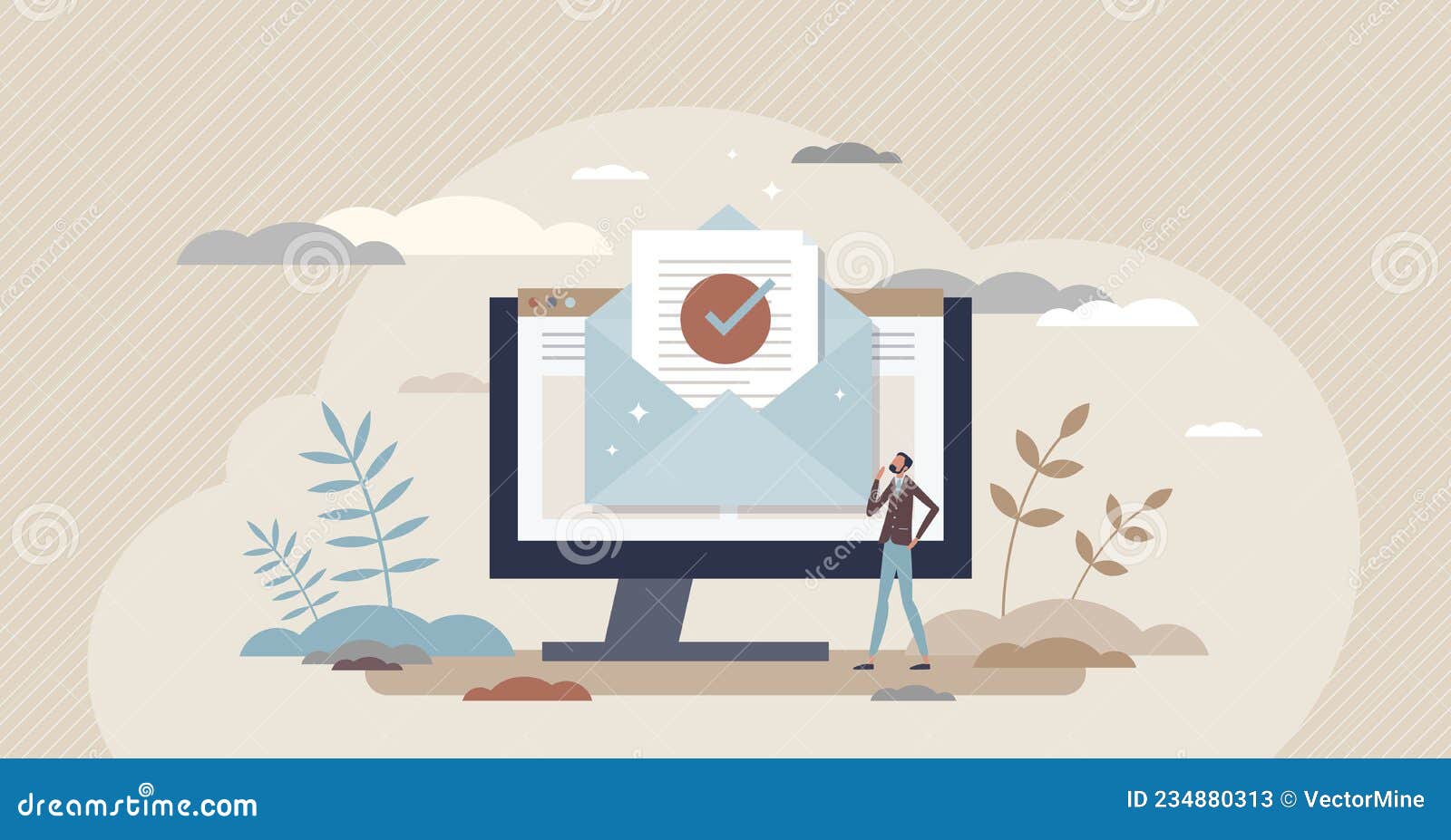 Confirmation Letter Icon Black And White Illustration Cartoon Vector ...