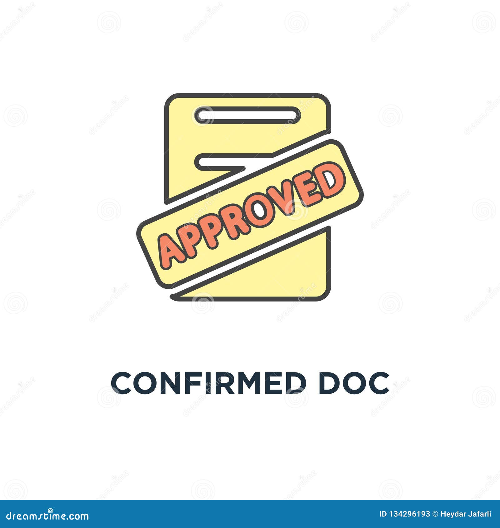 Confirmed Doc Icon, Approved Stamp On The Stack Of Paper Sheets ...