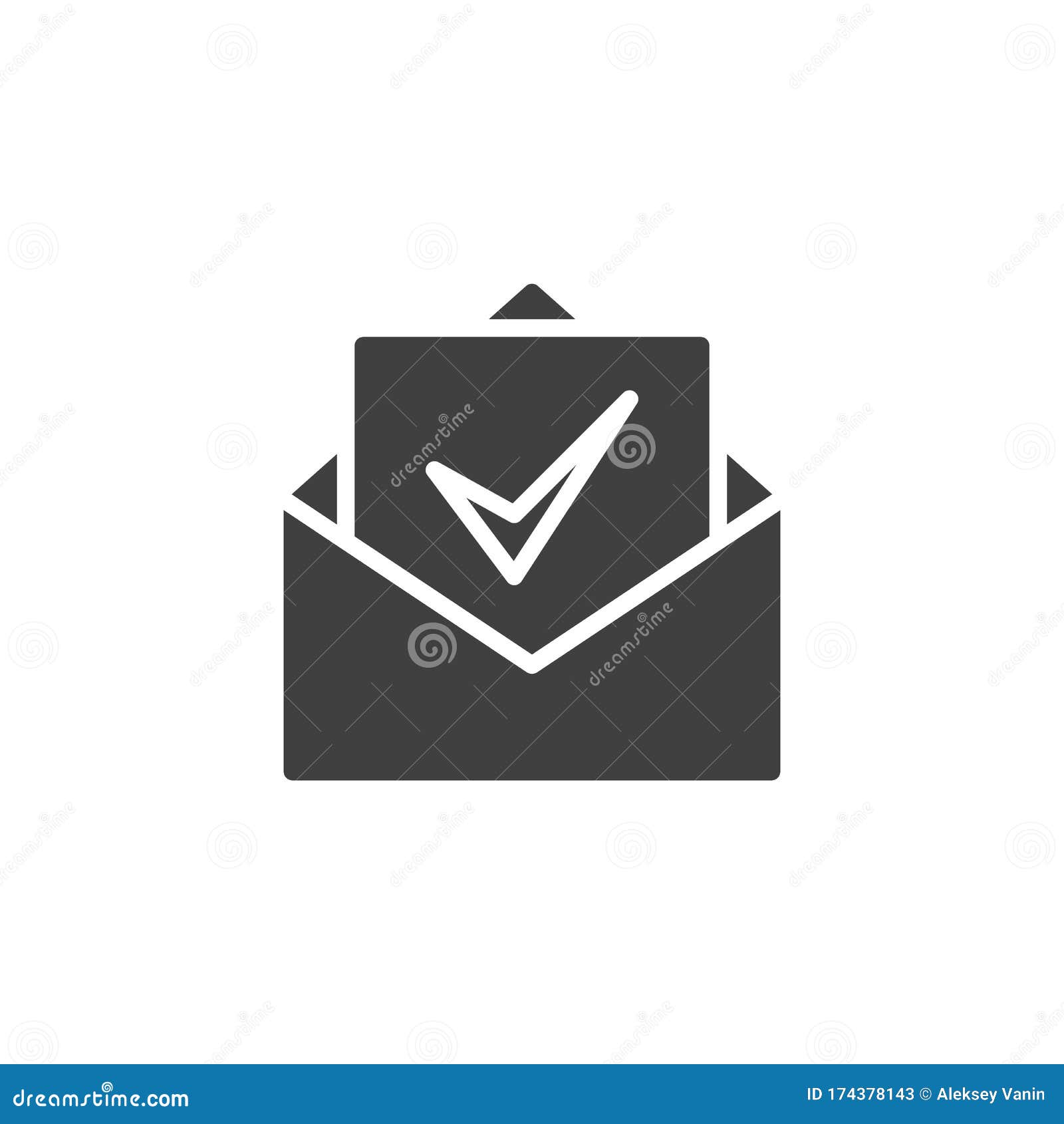 Email With Document And Round Green Check Mark Icon. Successful ...