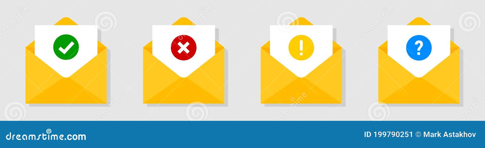 Confirmed Sign in Email. Envelope Vector Collection with Approved ...