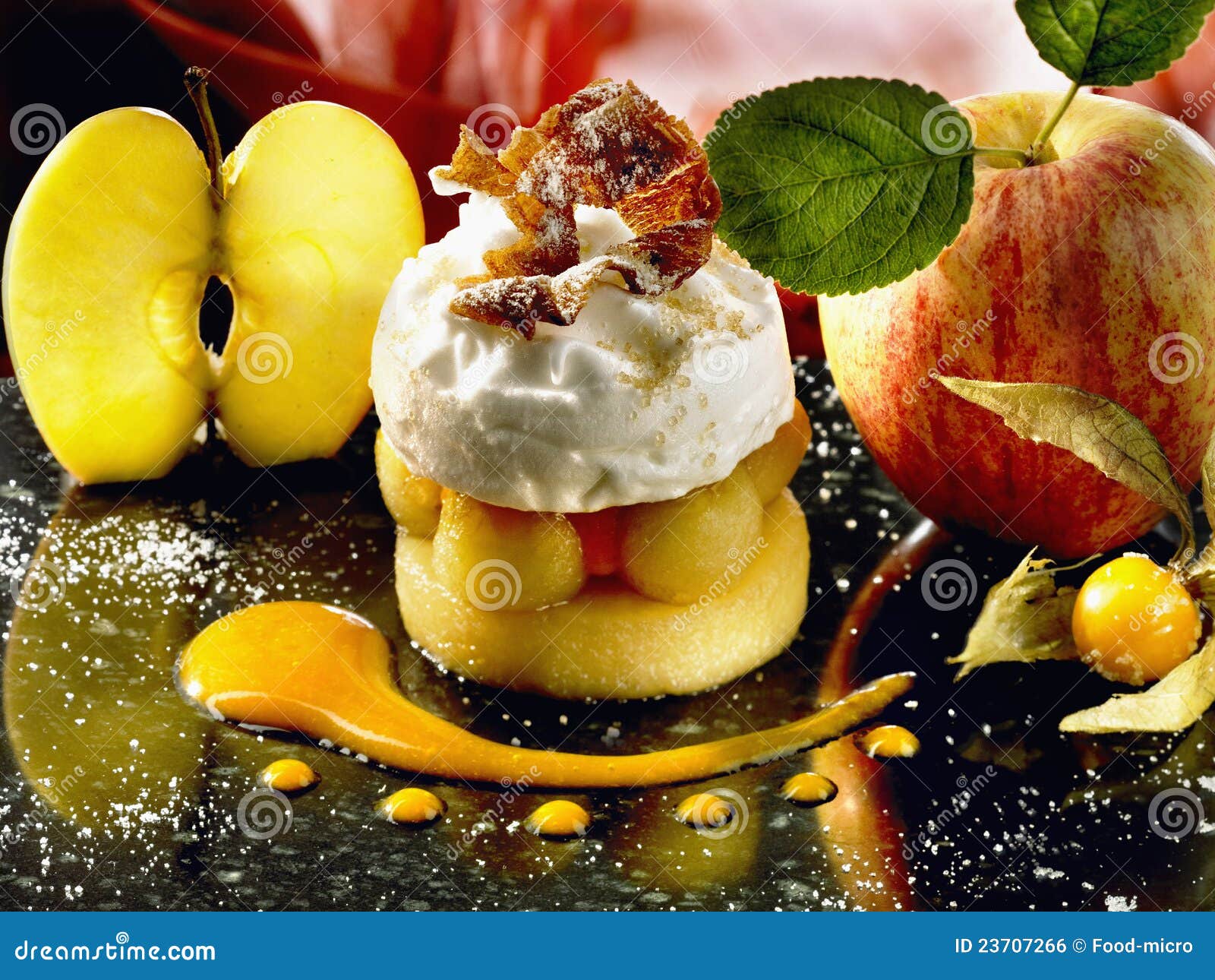 Confit Apple Mousse with Pommeau Stock Photo - Image of dessert ...