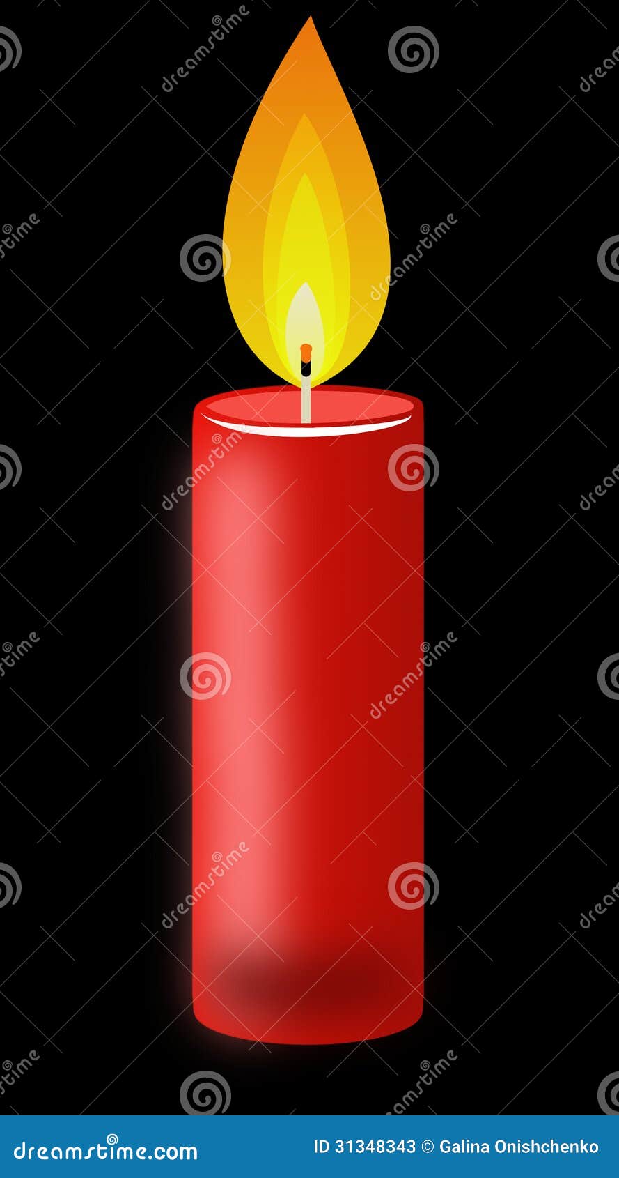Conflagrant Candle of Red Color on a Black Background Stock ...