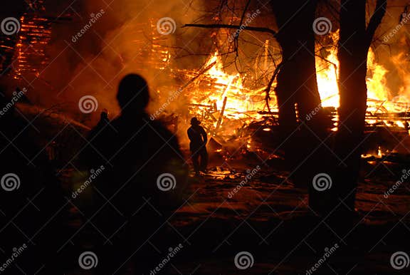 Conflagration / Burning/ Firefighters /fire, People on Fire Stock Image ...