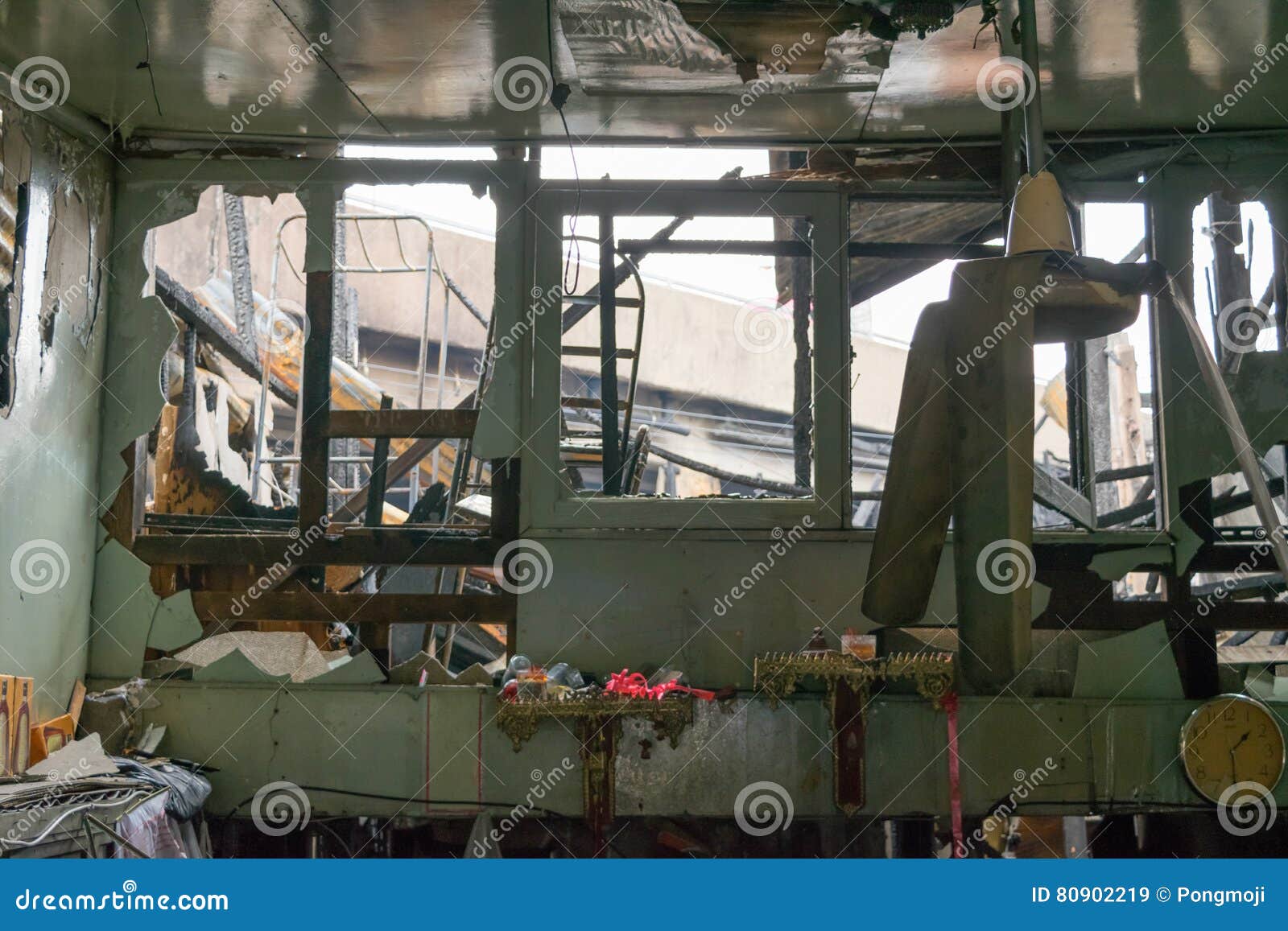 Conflagration fire damaged stock image. Image of burn - 80902219