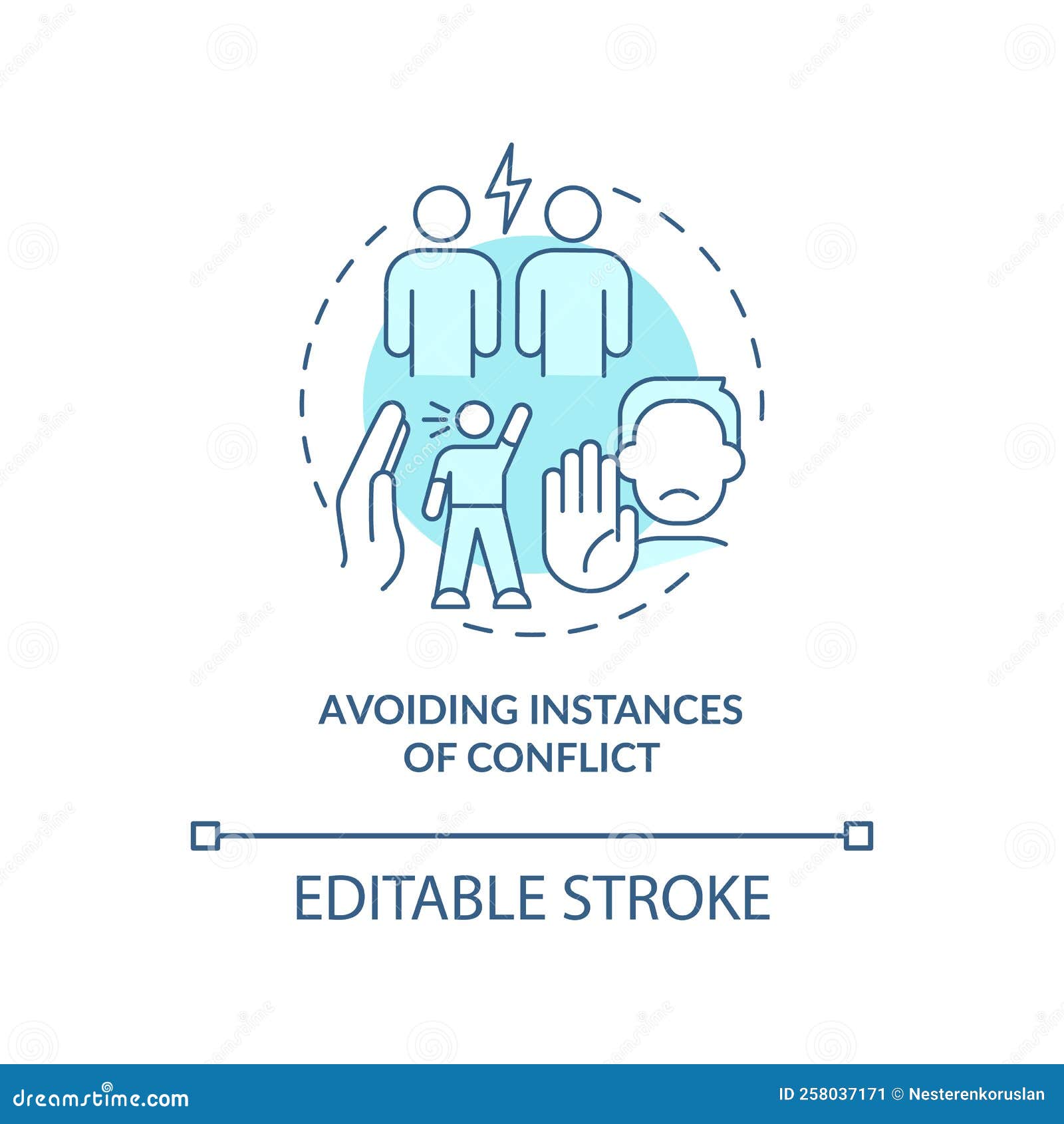 Conflict Avoidance at Workplace Blue Concept Icon Stock Vector ...