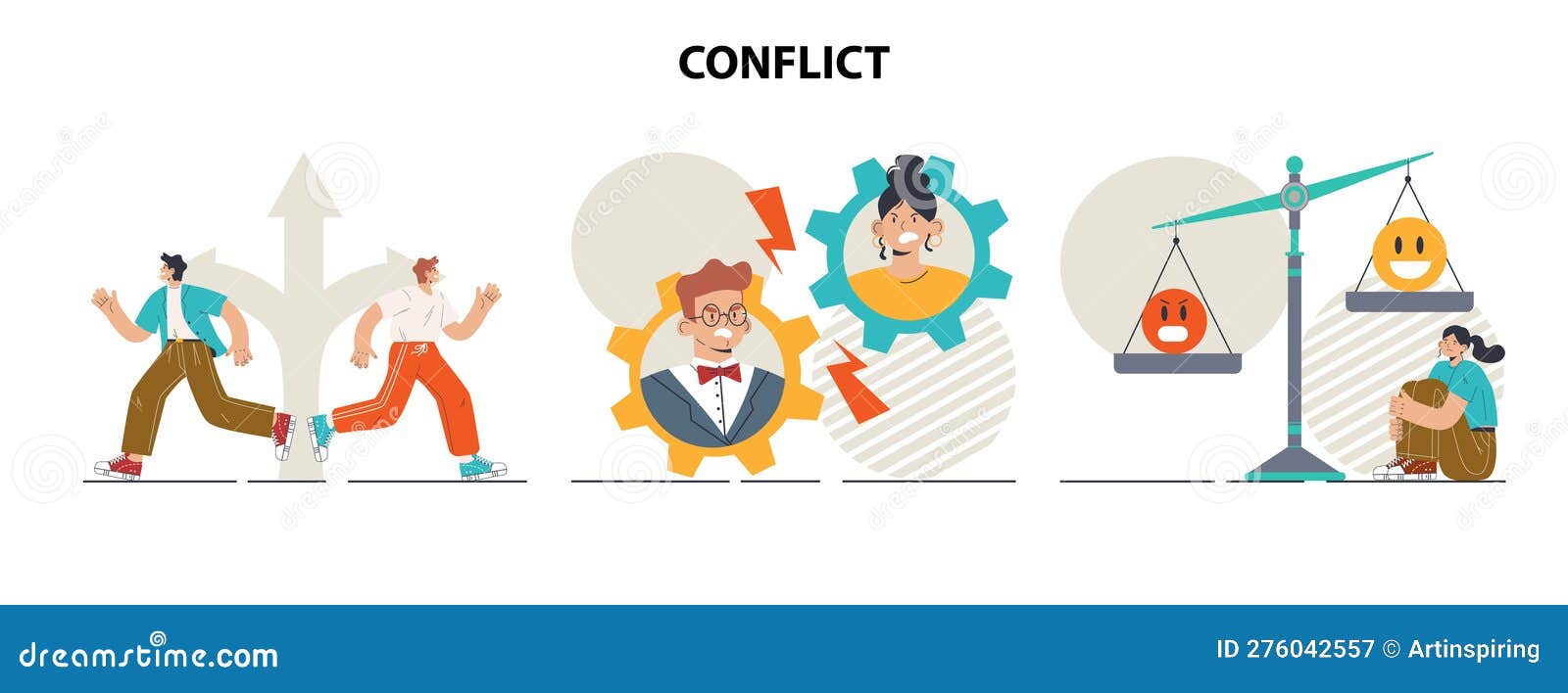 Conflict Concept Set. Controversy or Disagreement between People Stock ...