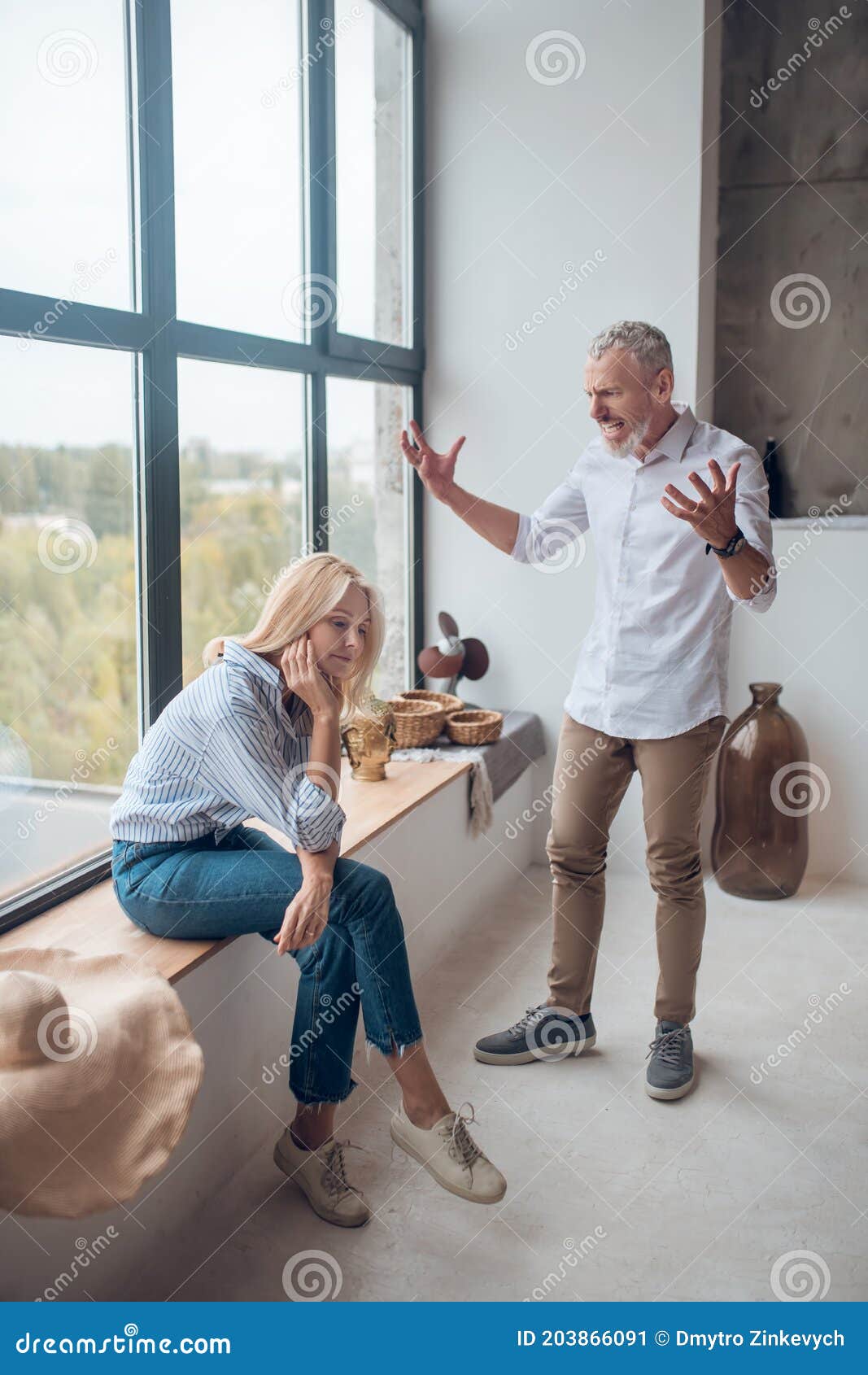Grey-haired Angry Having an Argument with His Wife Stock Image - Image ...