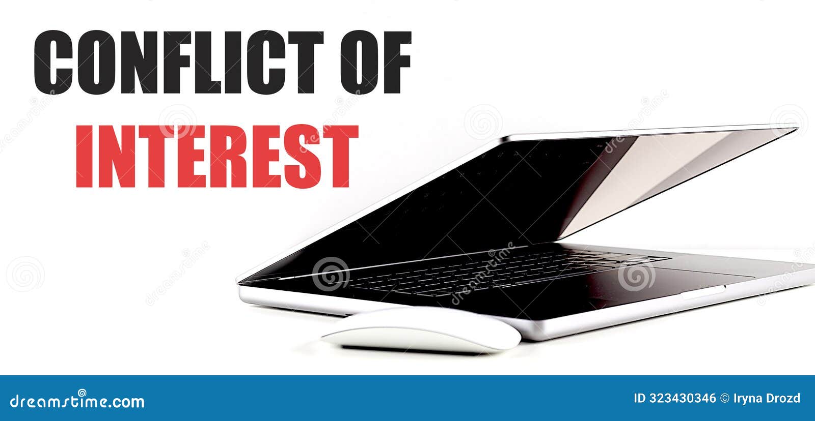 CONFLICT of INTEREST Text on White Background with Laptop and Mouse ...