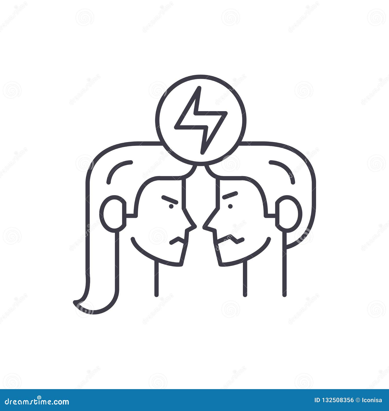 Conflict Line Icon Concept. Conflict Vector Linear Illustration, Symbol ...