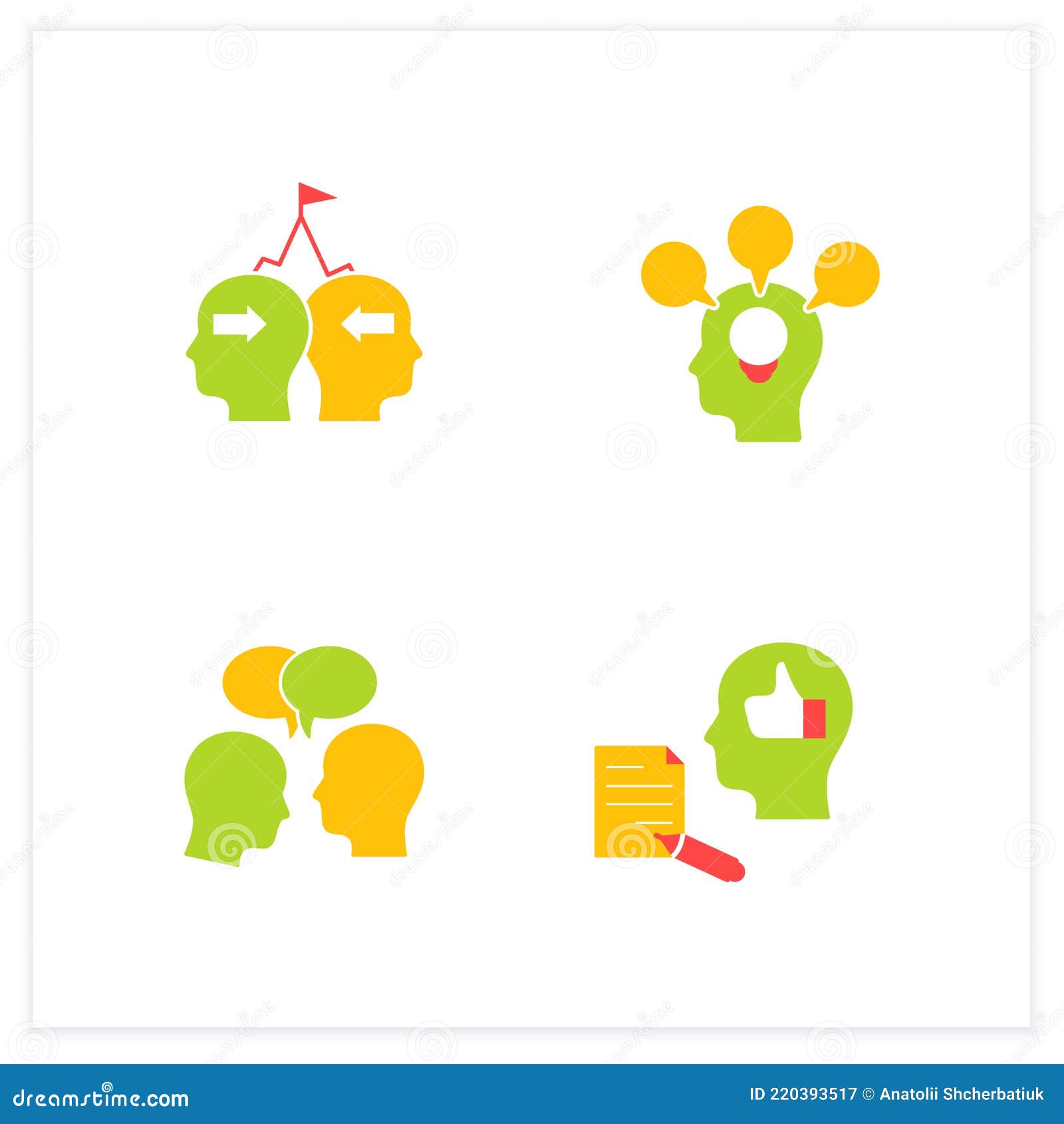 Conflict Management Flat Icons Set Stock Vector - Illustration of ...