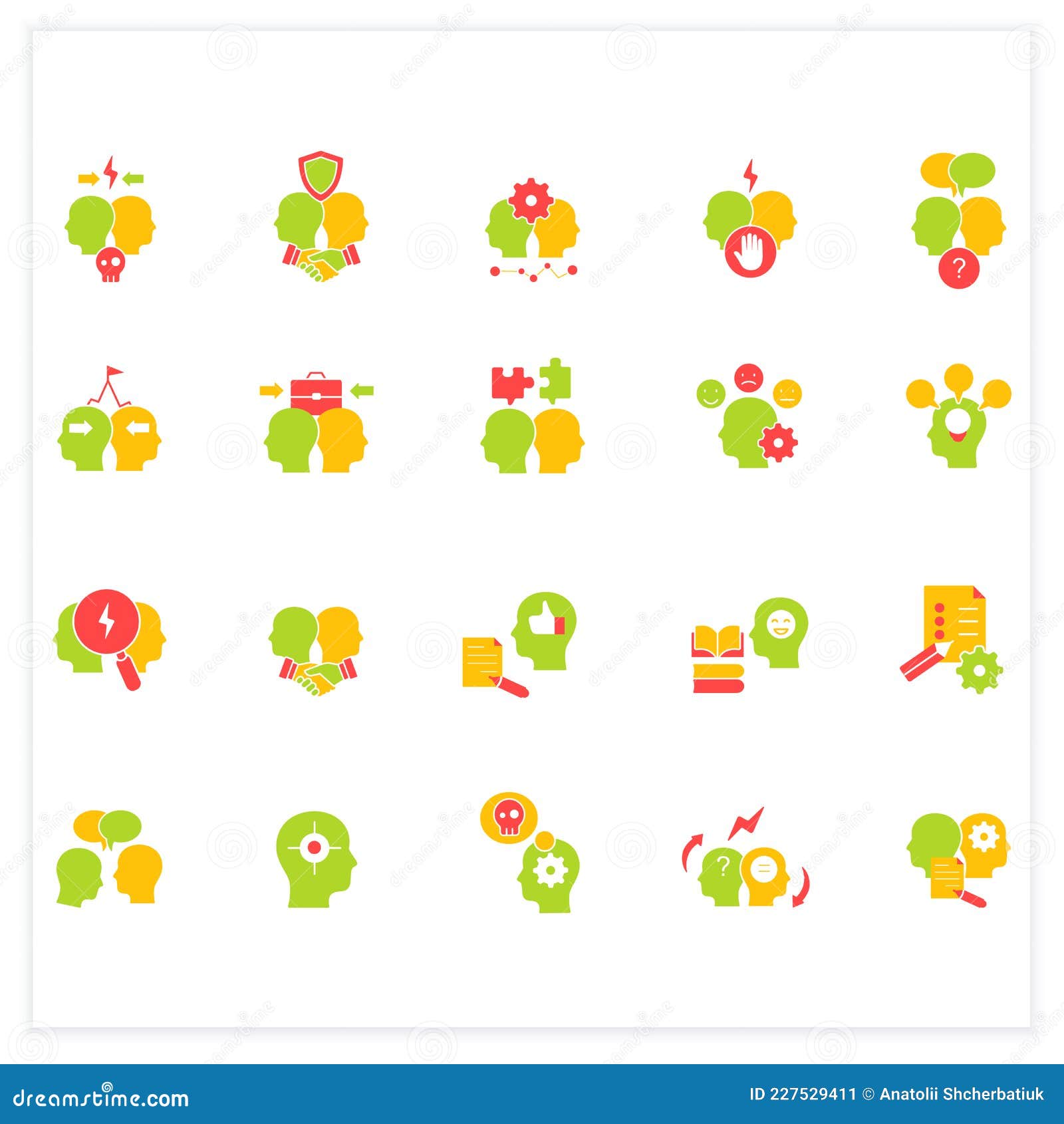 Conflict Management Flat Icons Set Stock Vector - Illustration of ...