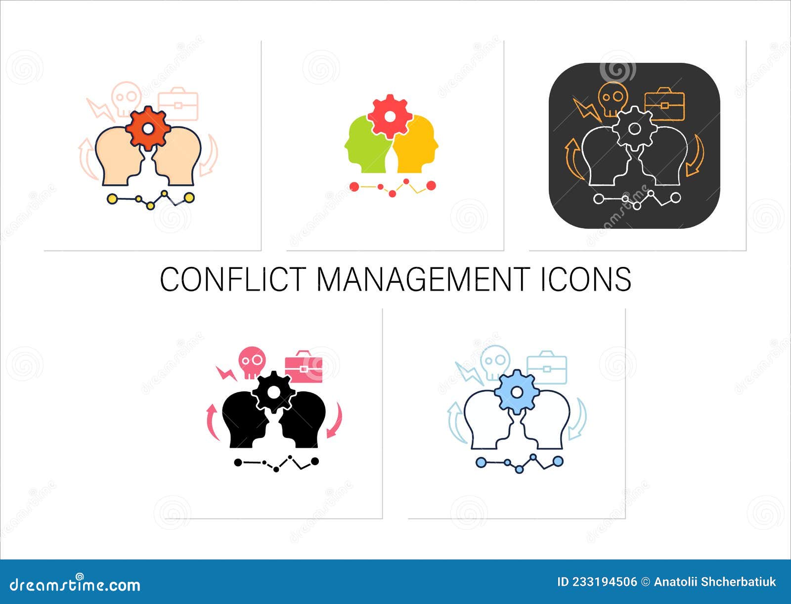 Conflict Management Icons Set Stock Vector - Illustration of icon ...