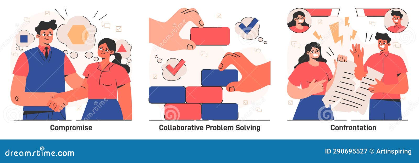 Conflict Management Set. Character with Conflict Resolution Skill Stock ...