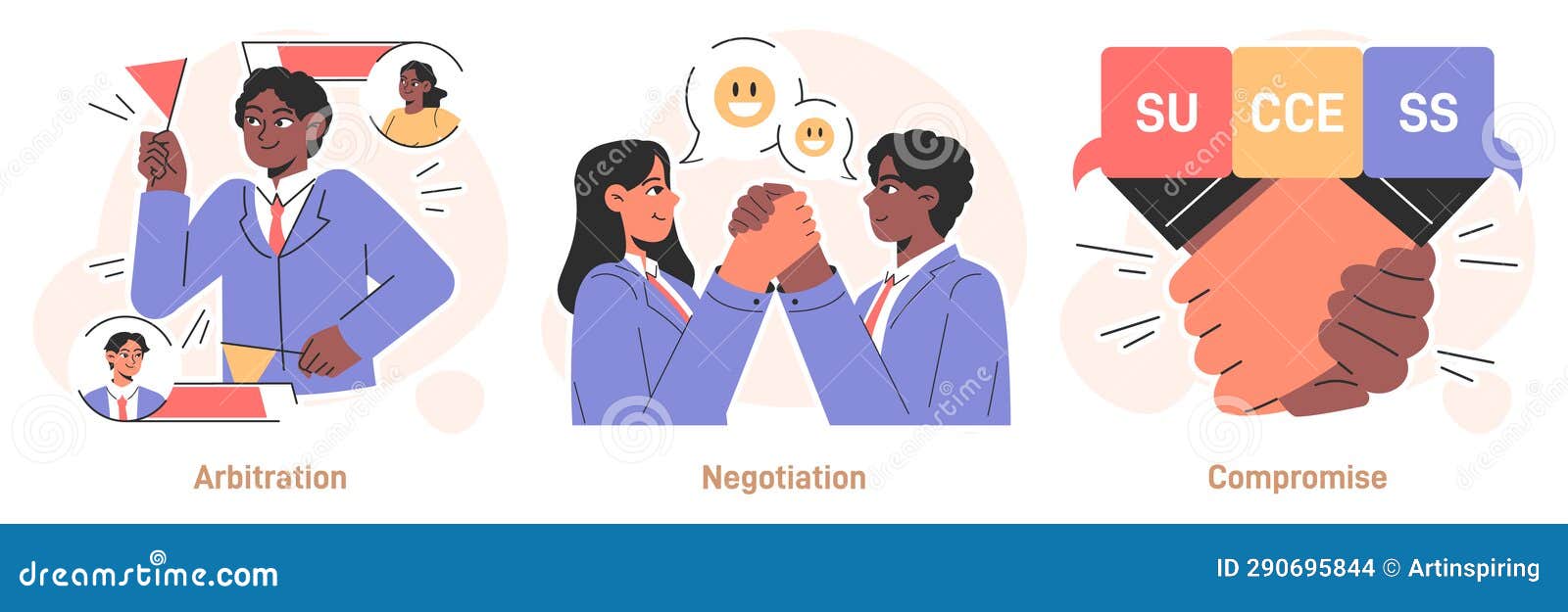 Conflict Management Set. Character with Conflict Resolution Skill Stock ...