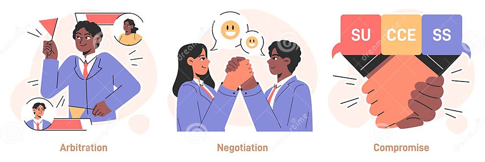 Conflict Management Set. Character with Conflict Resolution Skill Stock ...