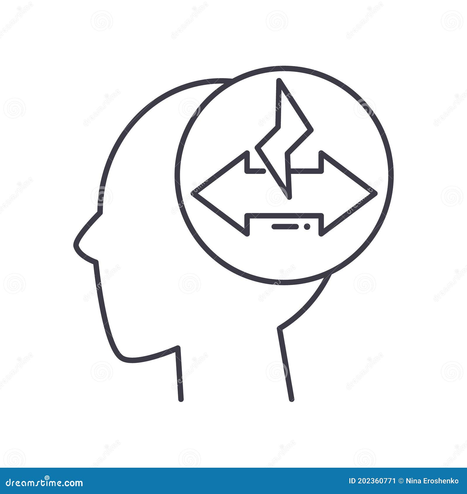Conflict Mind Icon, Linear Isolated Illustration, Thin Line Vector, Web ...