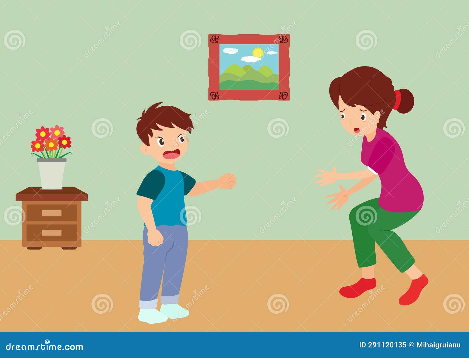 Rude Behavior - Retro Repairman Cartoon Worker Vector Illustration ...