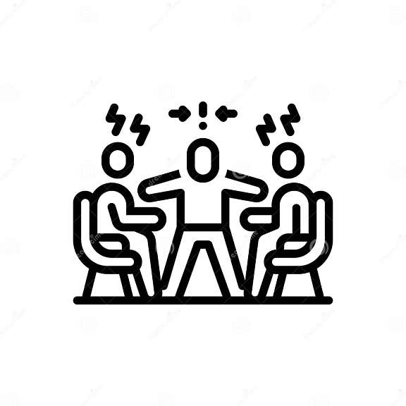 Black Line Icon for Conflict Resolution, Conflict and Argument Stock ...