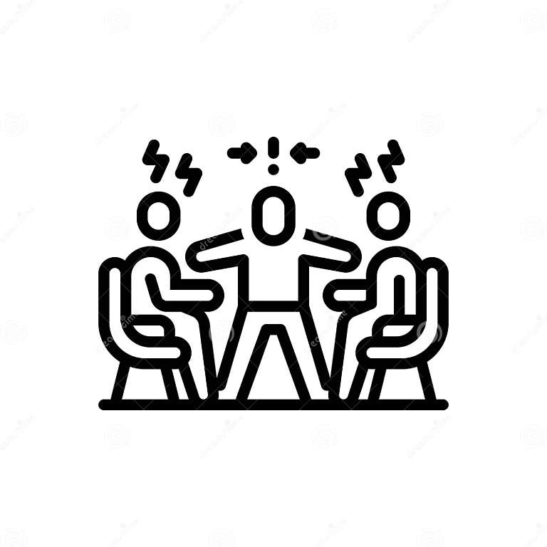 Black Line Icon for Conflict Resolution, Conflict and Argument Stock ...