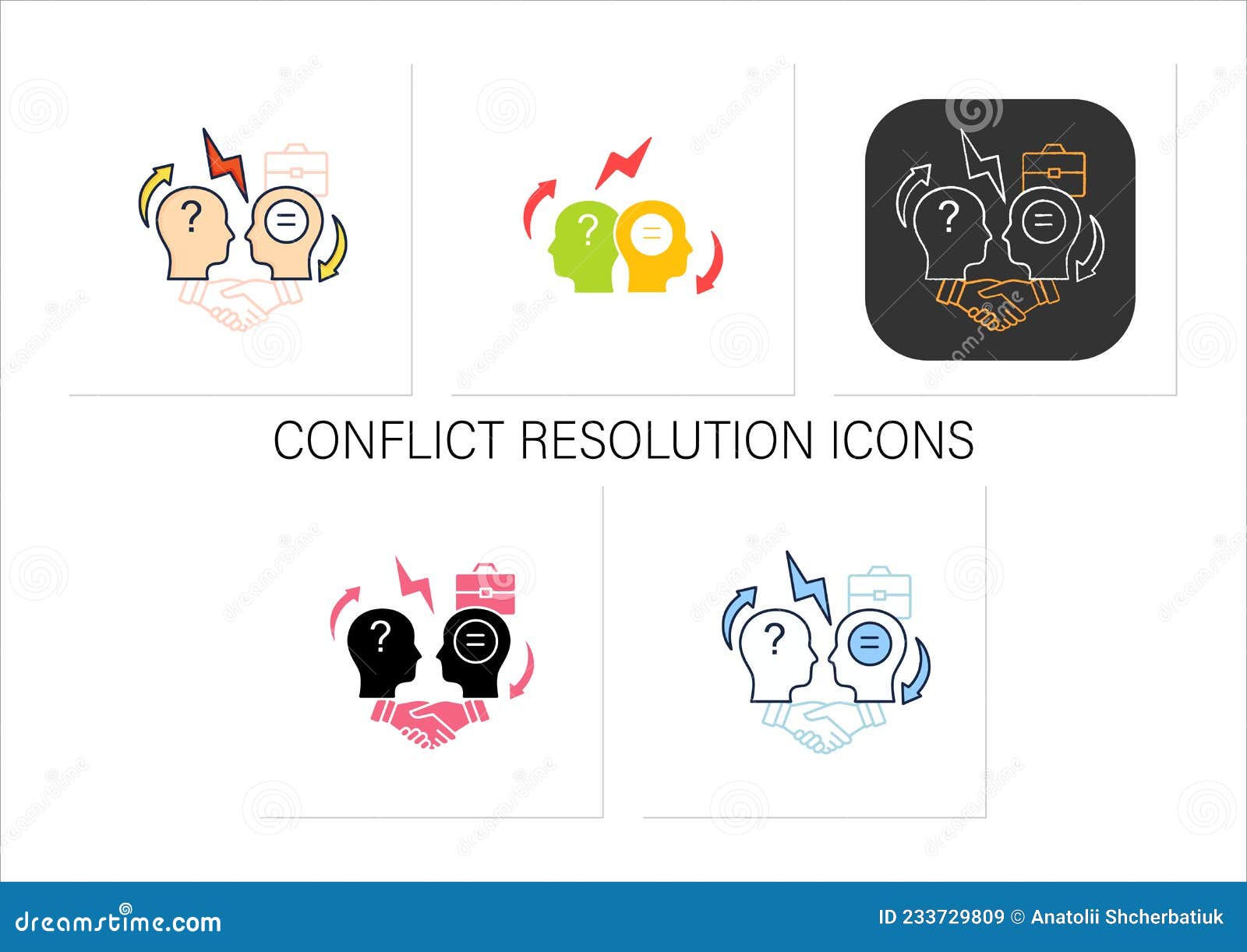 Conflict Resolution Icons Set Stock Vector - Illustration of teamwork ...