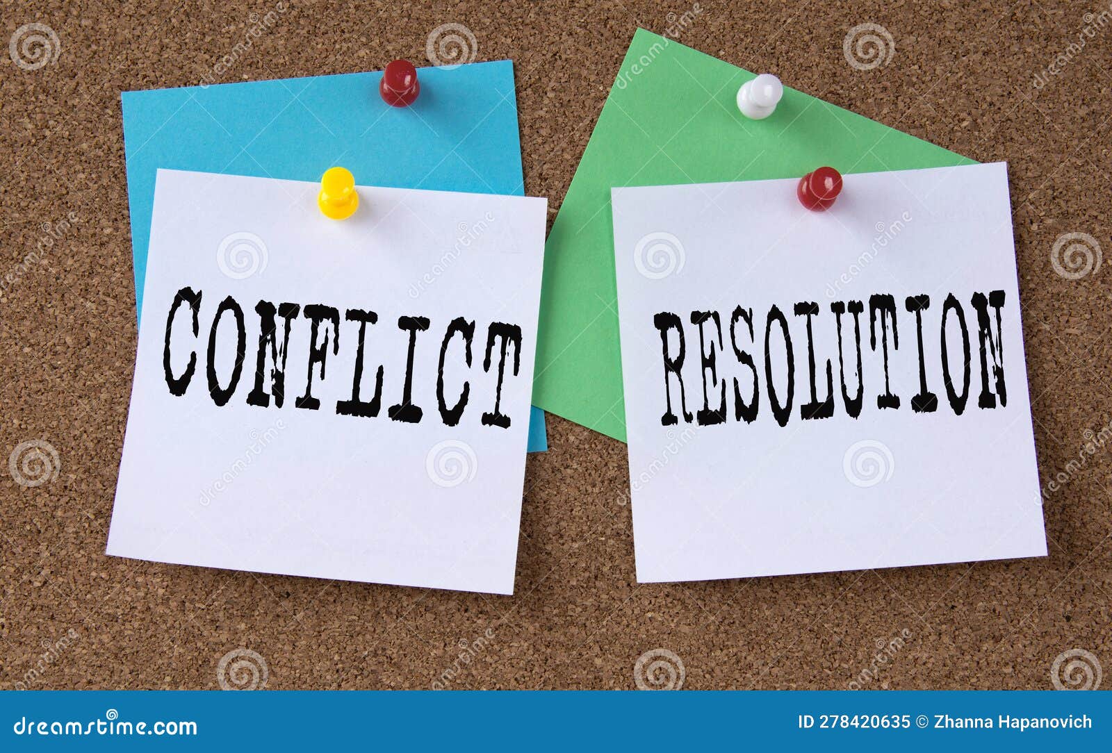 CONFLICT and RESOLUTION - Words on Colorful Pieces of Paper Attached To ...