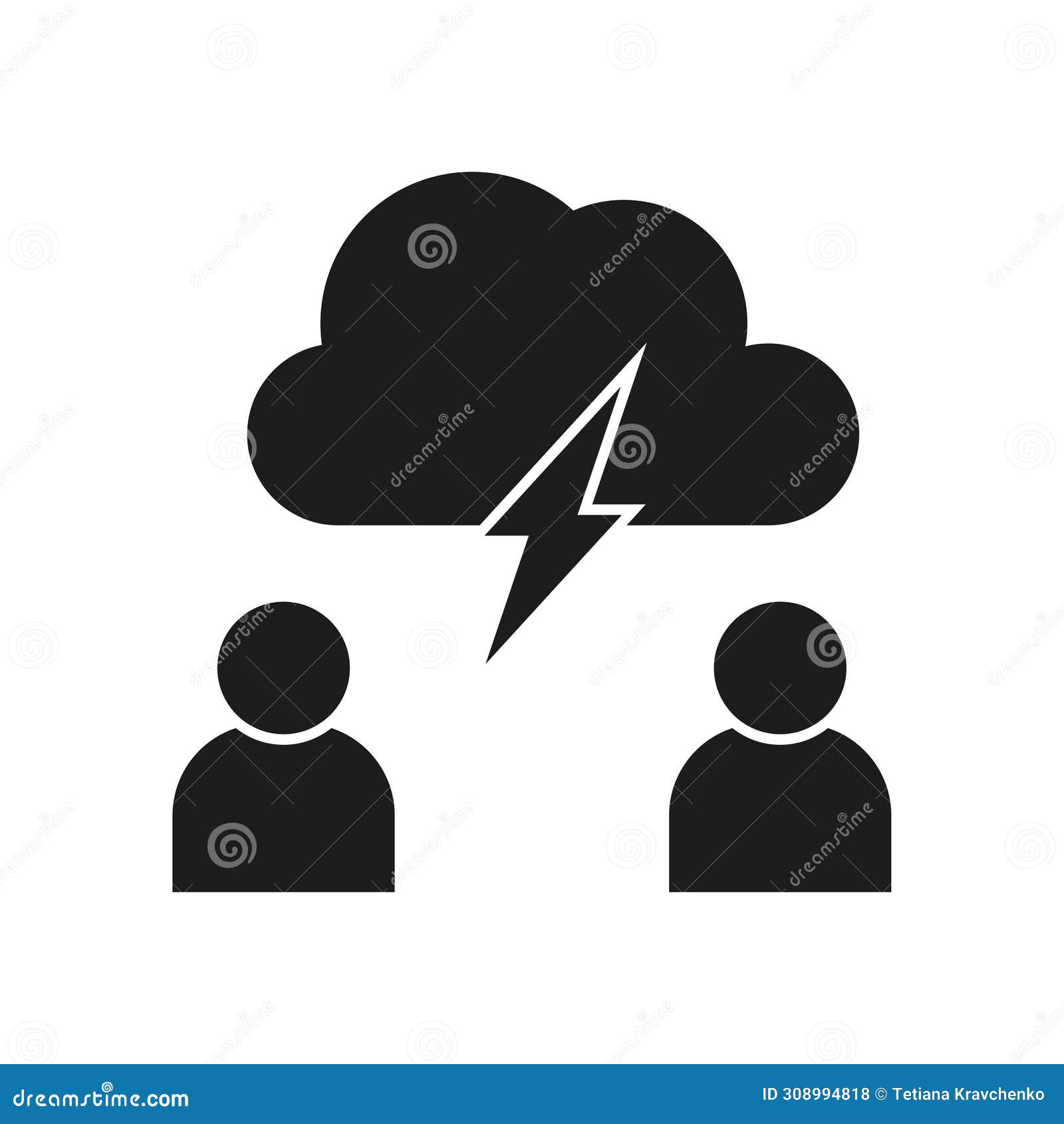 Conflict Symbol with Lightning. Human Disagreement. Vector Illustration ...